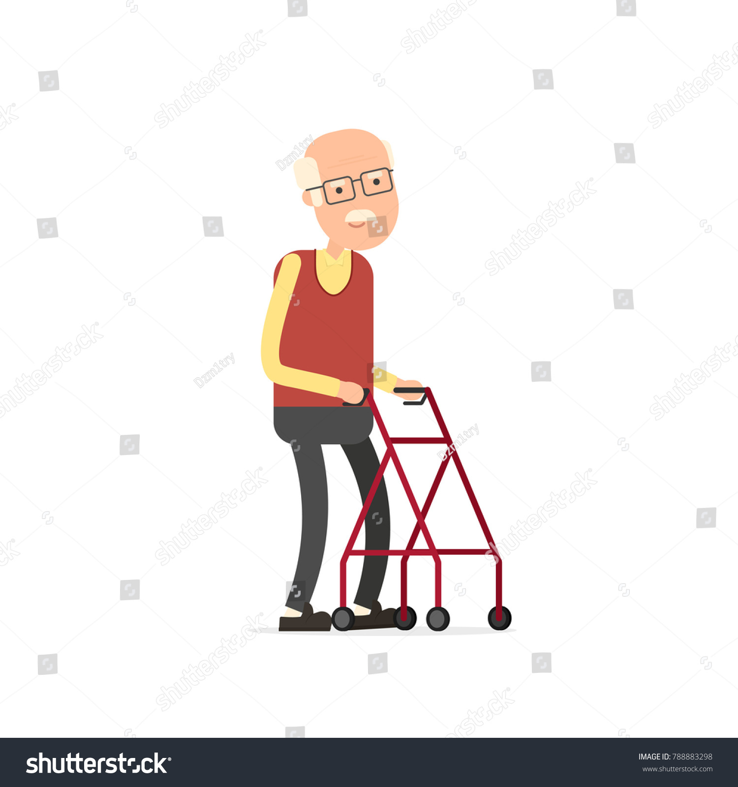 Old Man Walking Rollator Vector Image: Vector có sẵn (miễn phí bản ...