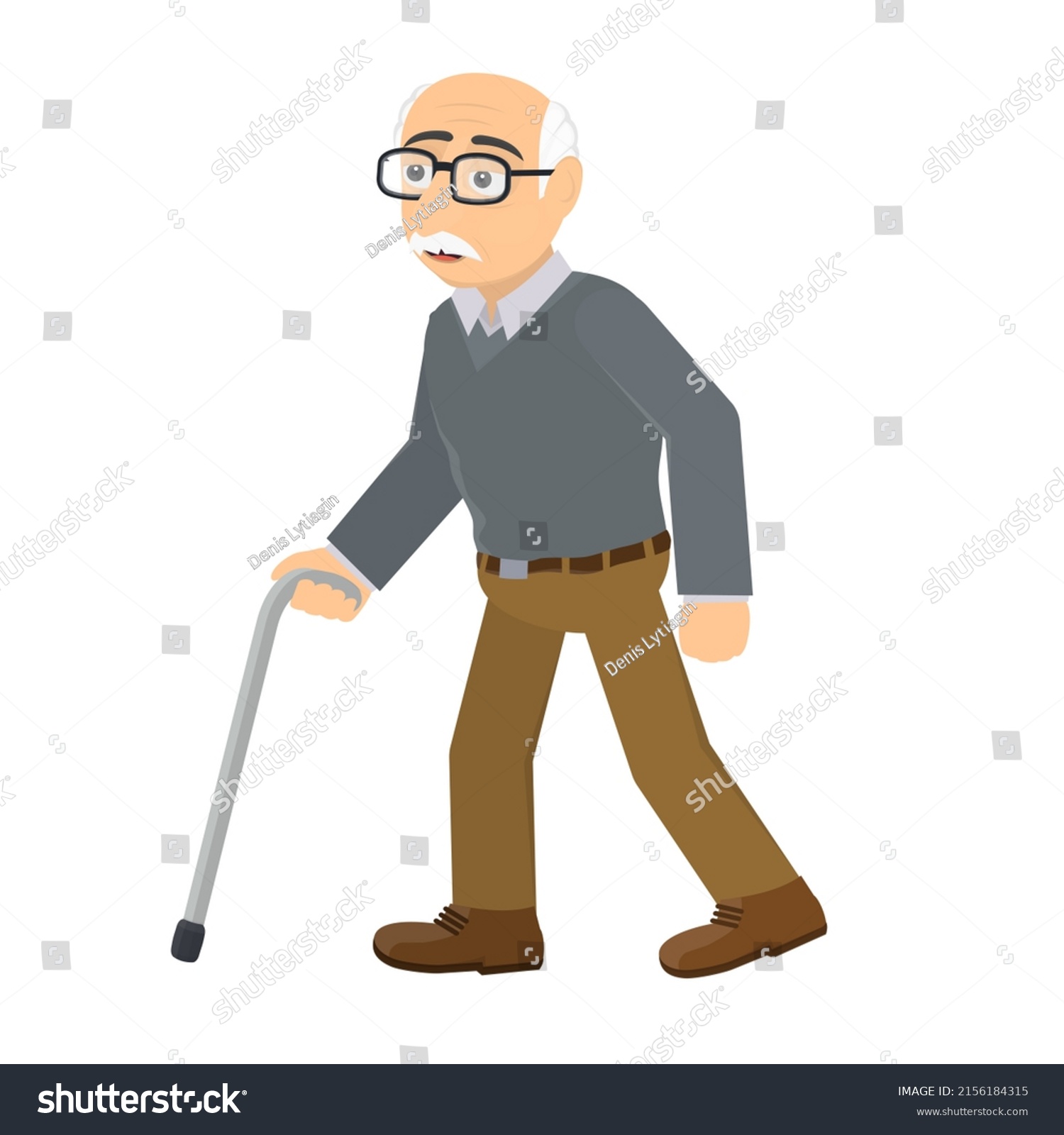 Old Man Cane Elderly Man Vector Stock Vector (Royalty Free) 2156184315 ...