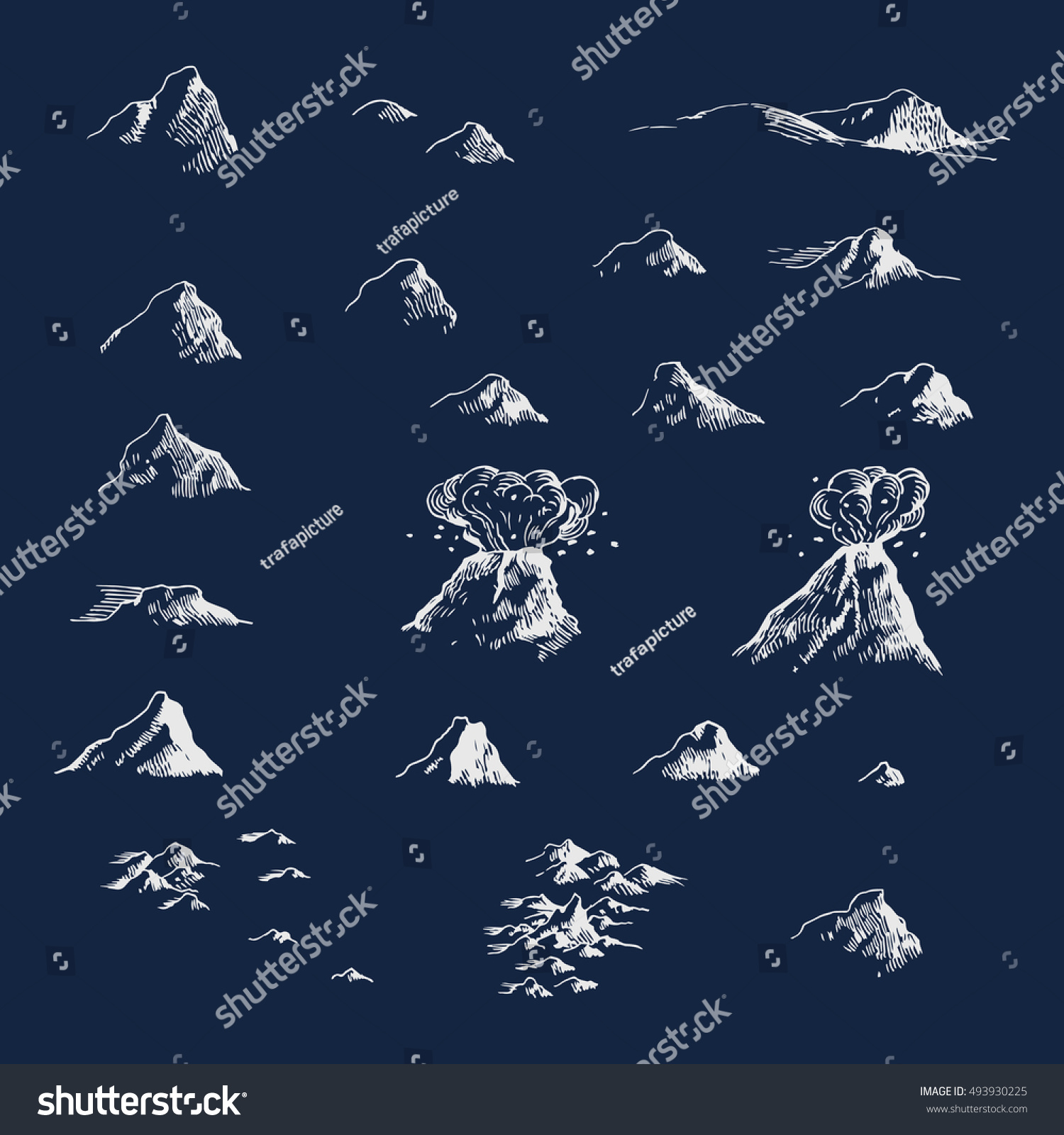 Old Map Mountains Blueprint Dark Theme Stok Vektör (Telifsiz) 493930225 ...