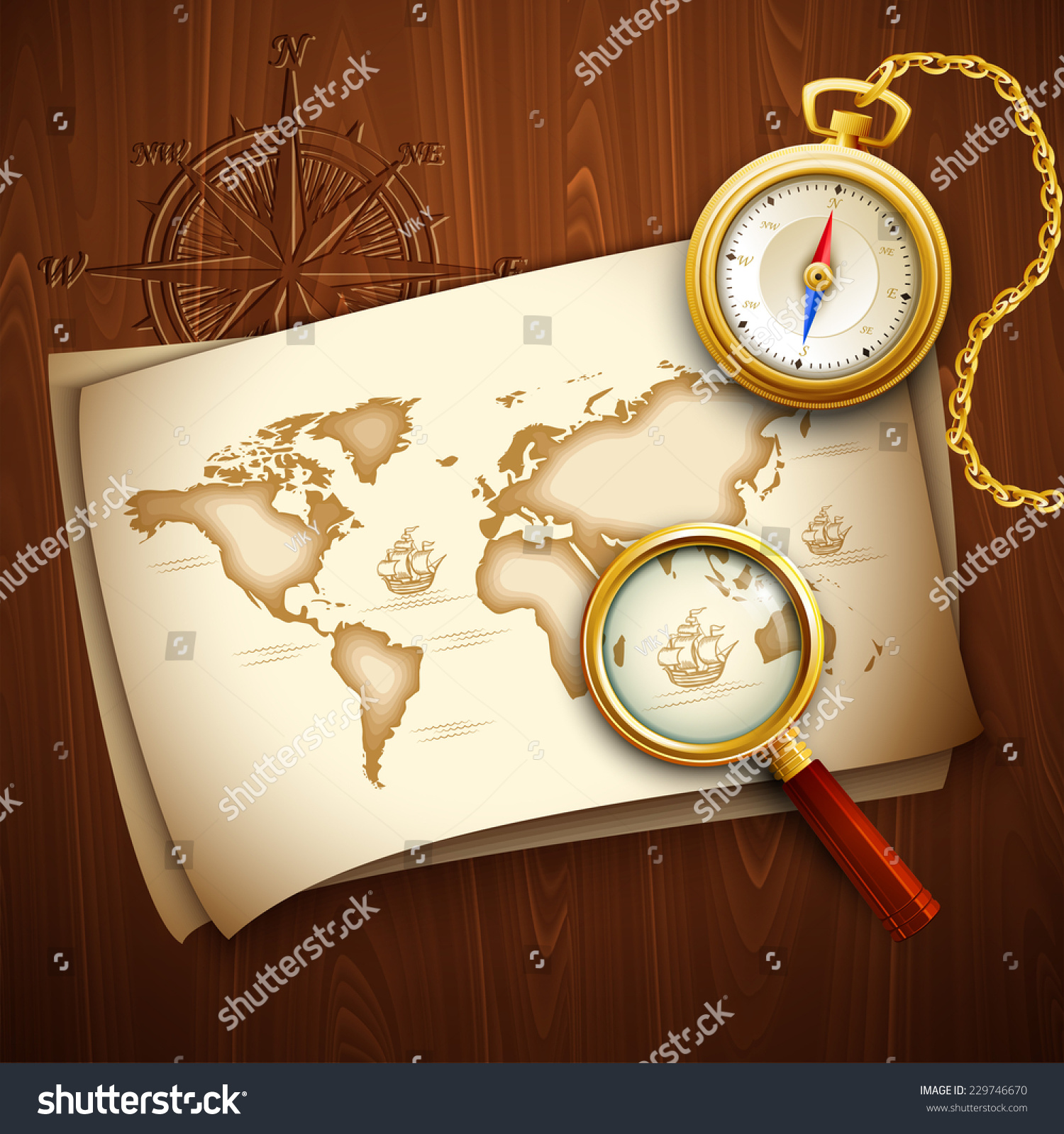 Old Map Vector Illustration Stock Vector (Royalty Free) 229746670
