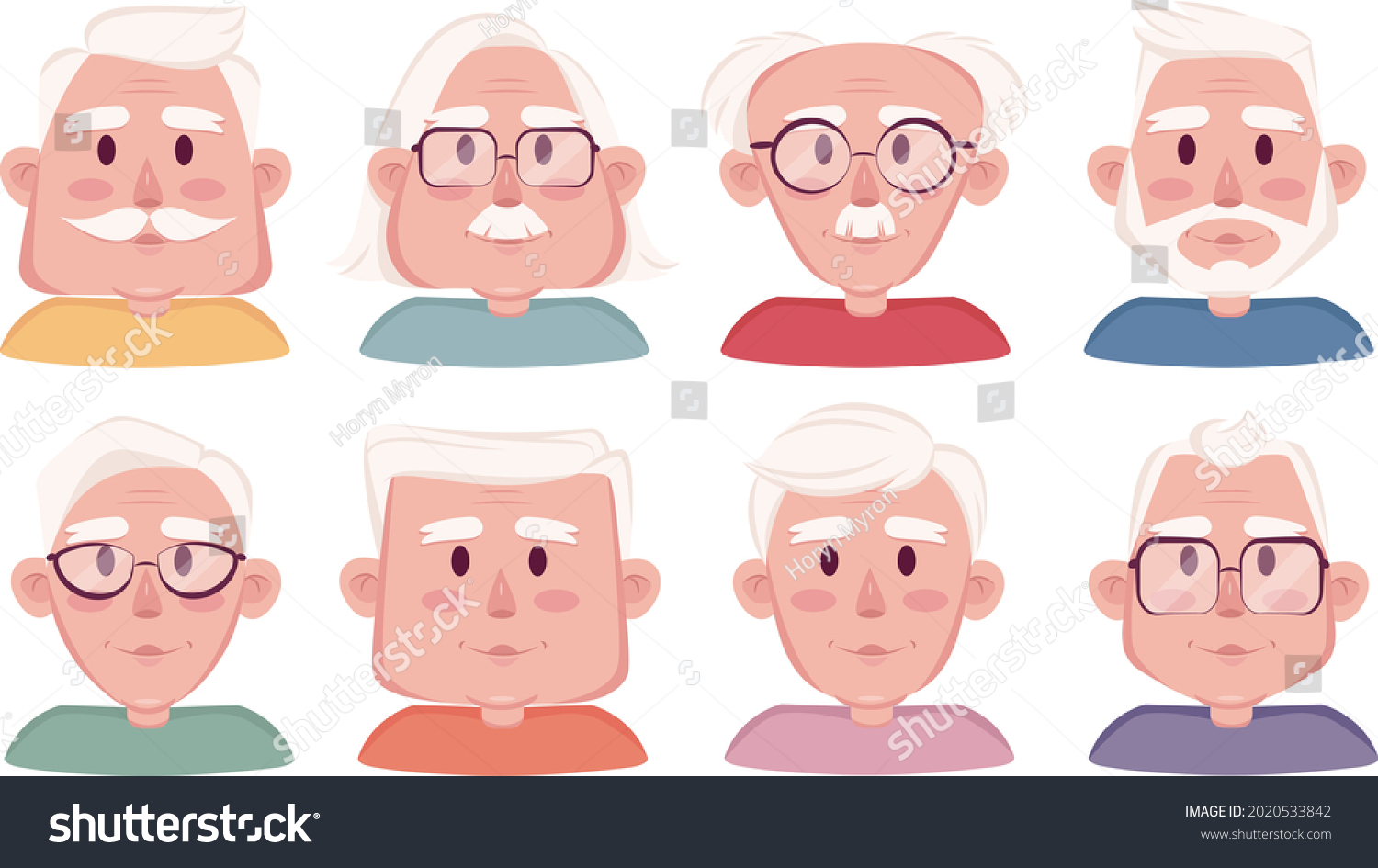 Old Men Cartoon Faces Vector Set Stock Vector (Royalty Free) 2020533842