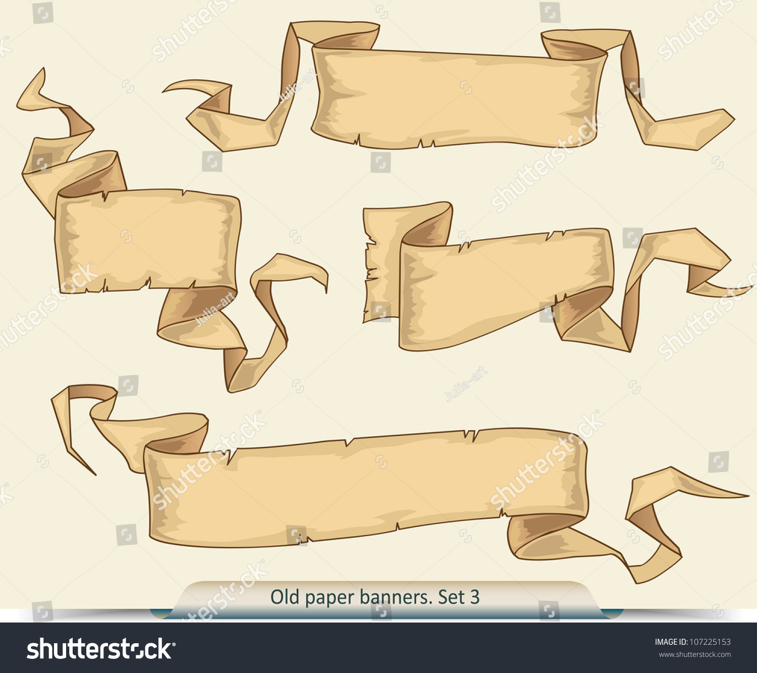 Old Paper Banners Set 3 Stock Vector (Royalty Free) 107225153
