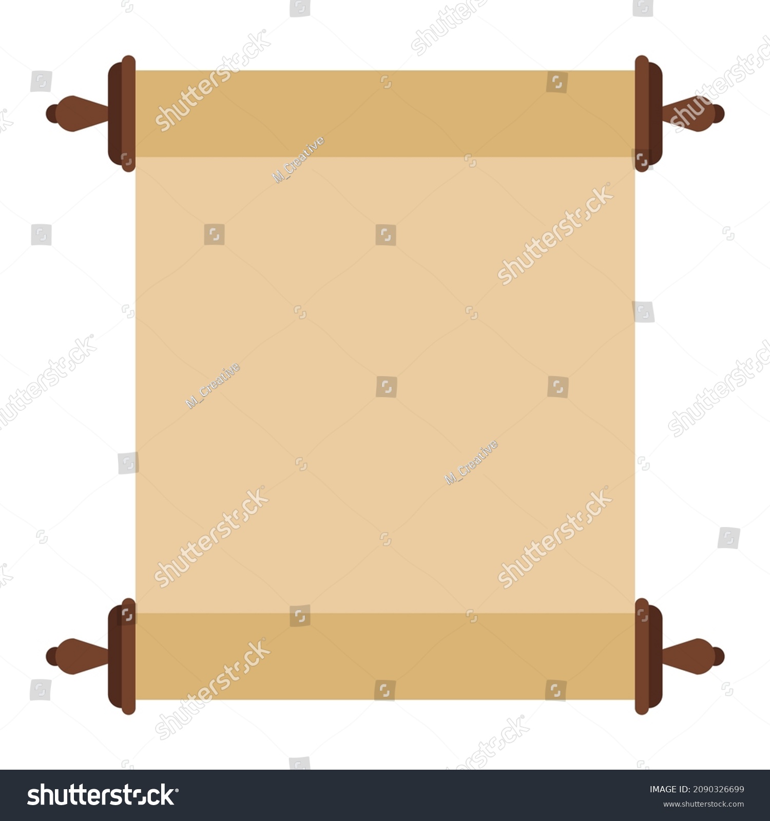 Old Paper Roll Flat Clipart Vector Stock Vector (Royalty Free) 2090326699
