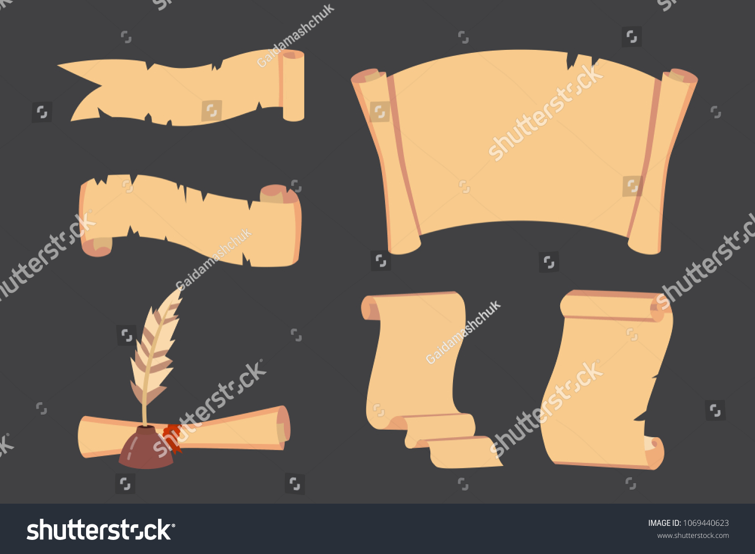 Old Paper Scroll Vector Set Retro : image vectorielle de stock (libre ...