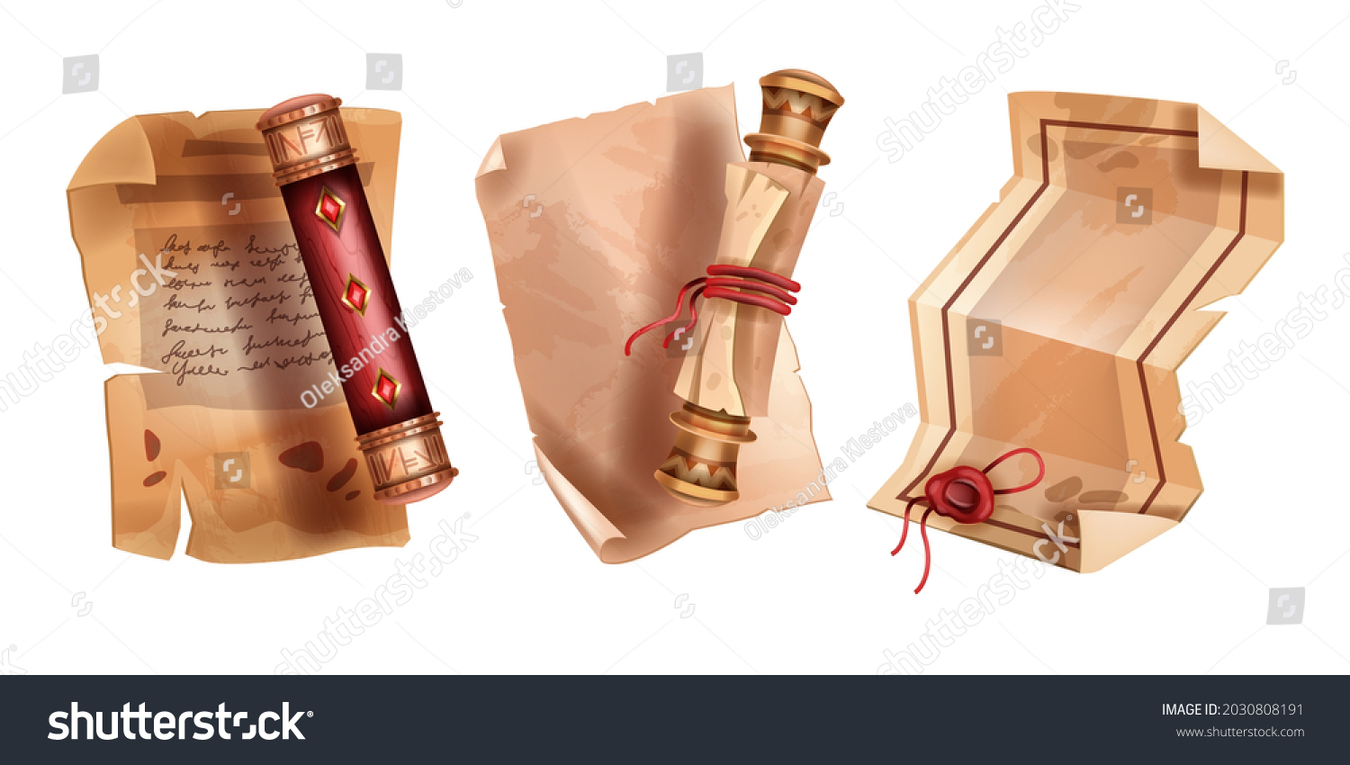 Old Parchment Paper Scroll Vector Set Stock Vector (Royalty Free ...