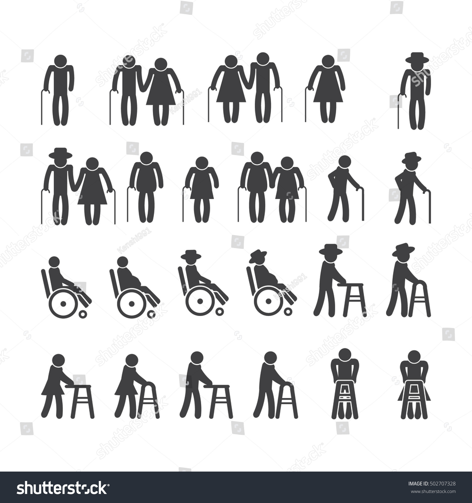 Old People Icon Set: Stock-Vektorgrafik (Lizenzfrei) 502707328 ...