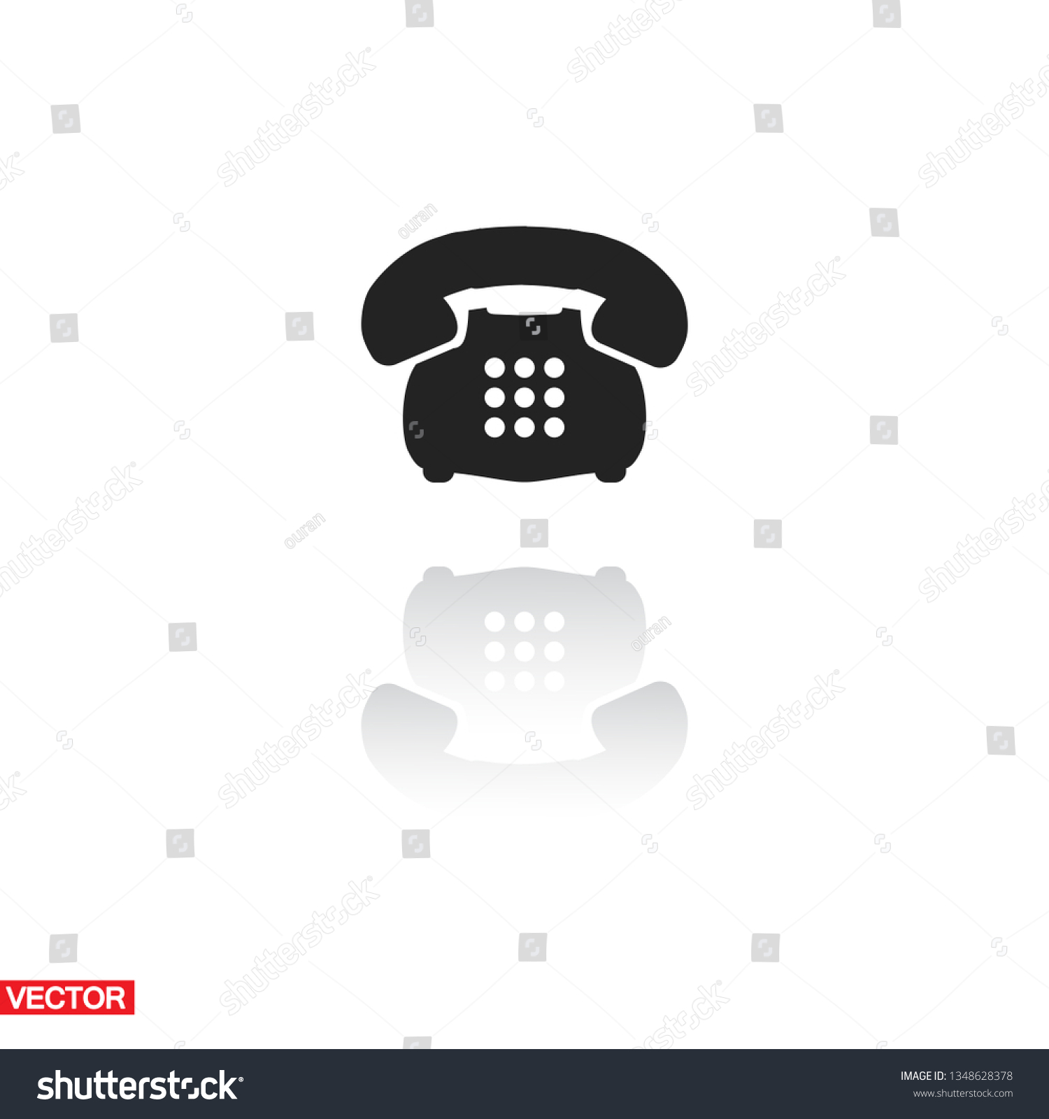 Old Phone Vector Icon Stock Vector (Royalty Free) 1348628378