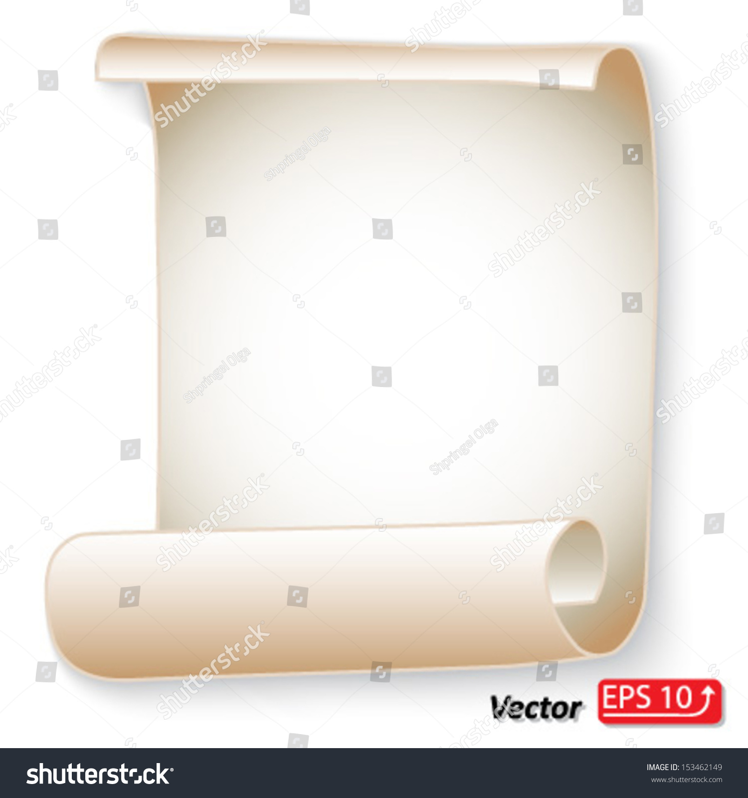 Old Rolled Up Paper Scroll, Isolated On White Background Vector ...