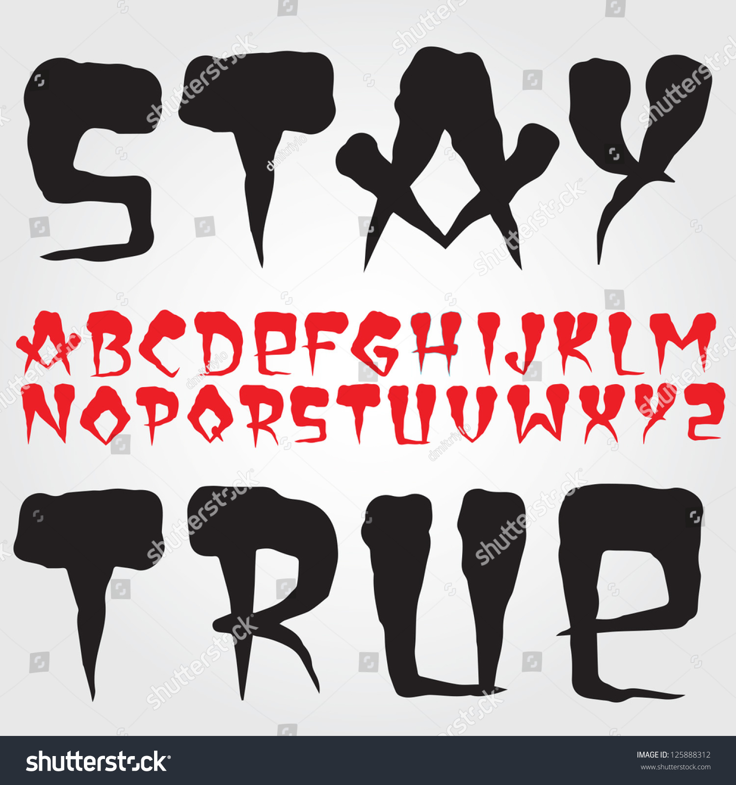 Old School Hardcore Vector Font Set Stock Vector (Royalty Free) 125888312