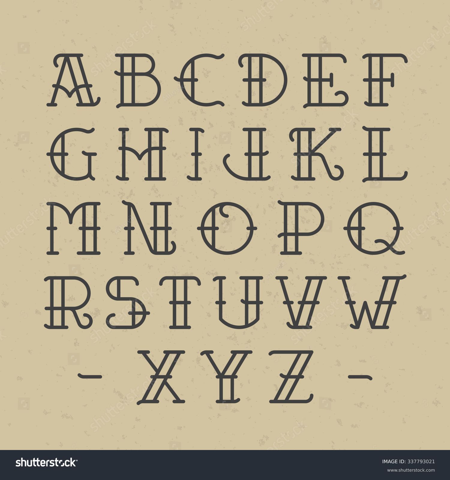 Old School Tattoo Alphabet. Vector. - 337793021 : Shutterstock