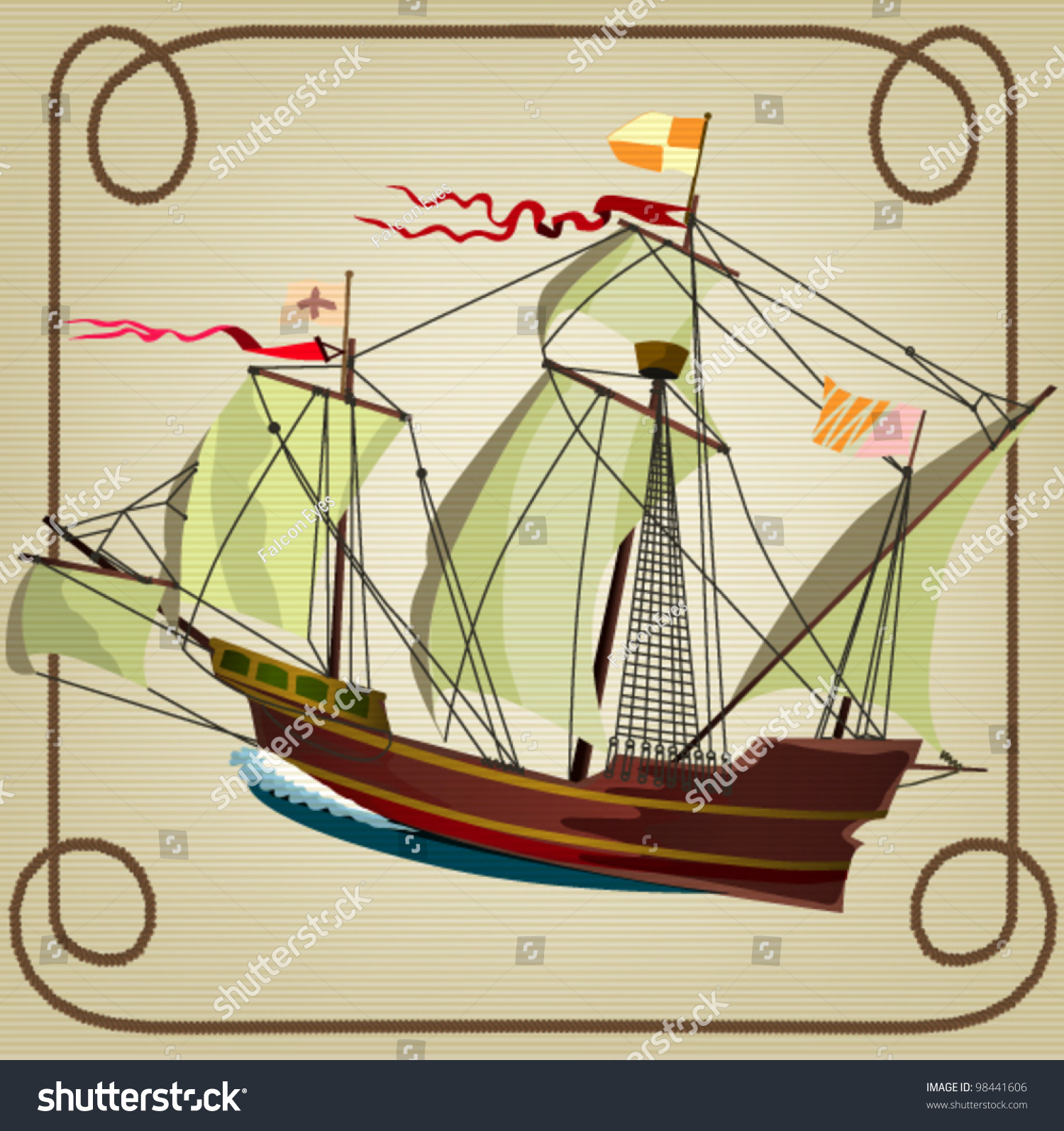 Old Ship Sailing Ship Stock Vector (Royalty Free) 98441606 | Shutterstock
