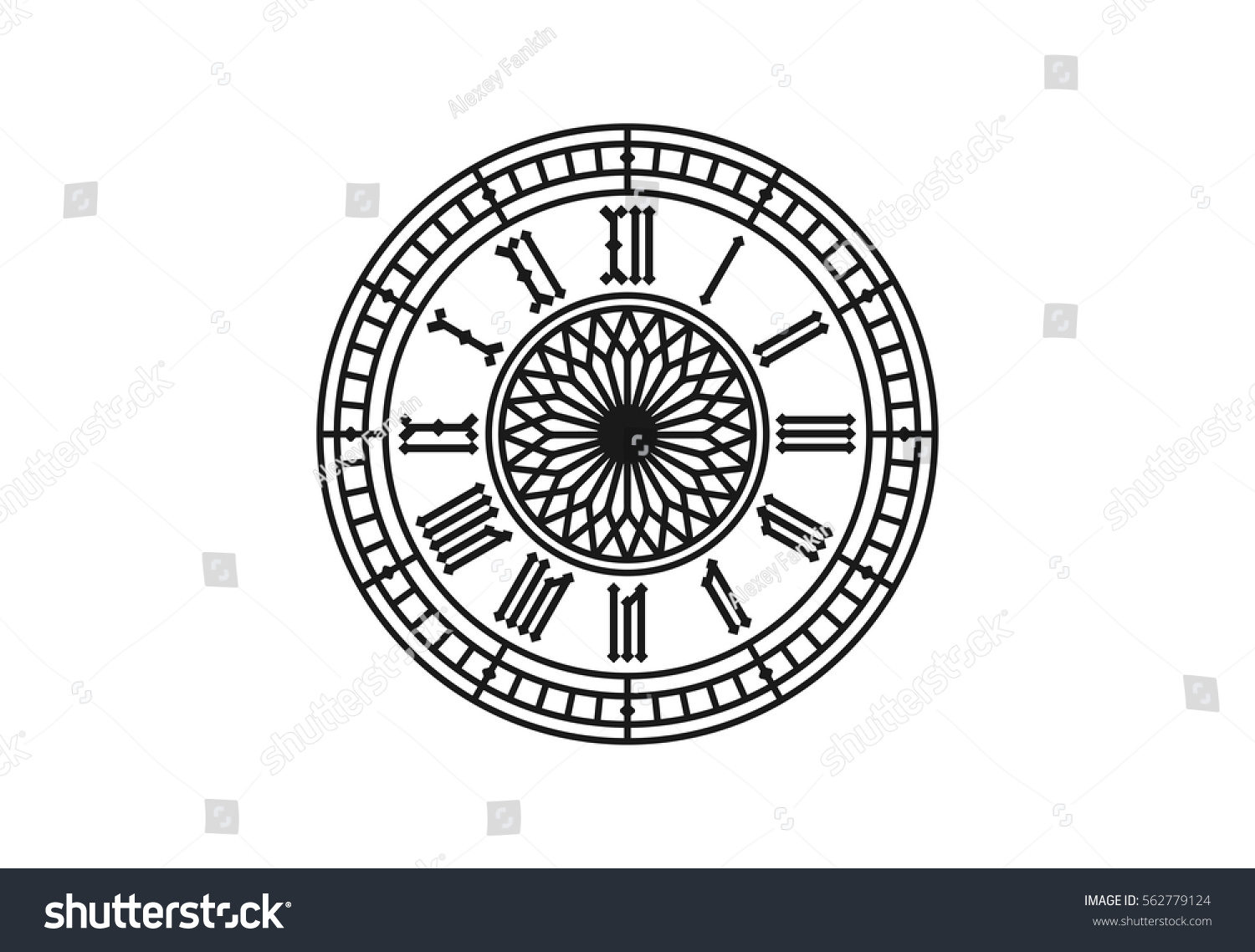 Old Style Clock Roman Numerals Vector Stock Vector (Royalty Free ...