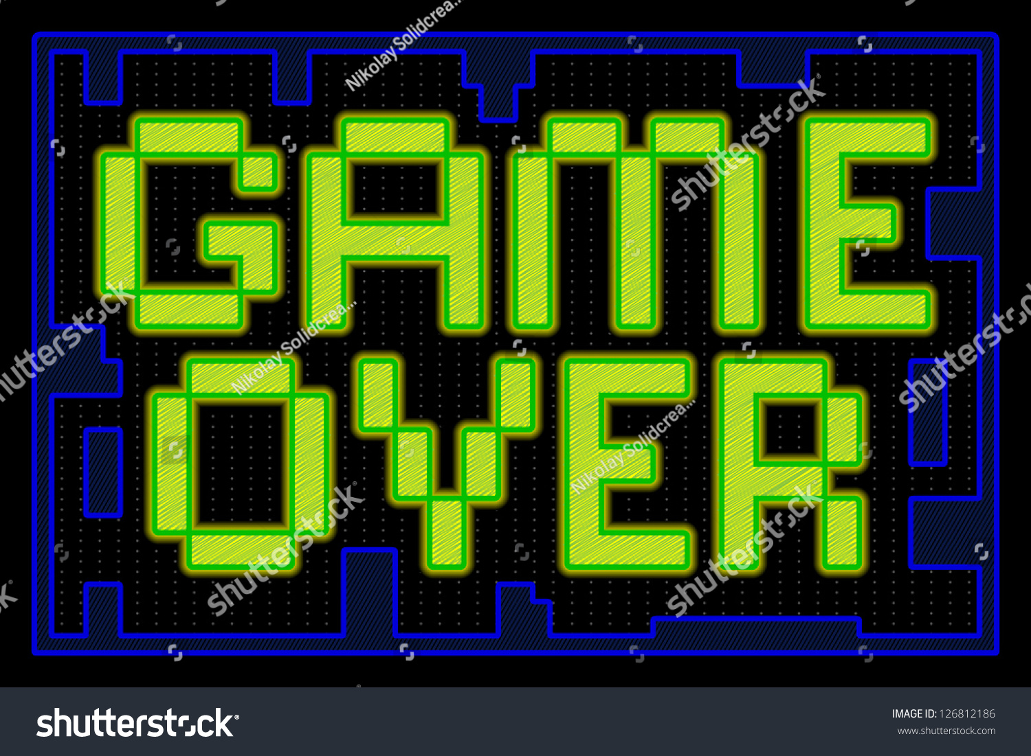 Old Style Looking Game Over Computer Game Screen Stock Vector ...