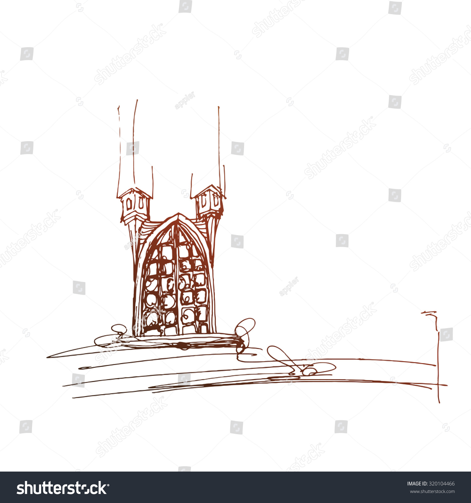 Old Style Window Simple Vector Sketch: เวกเตอร์สต็อก (ปลอดค่าลิขสิทธิ์ ...