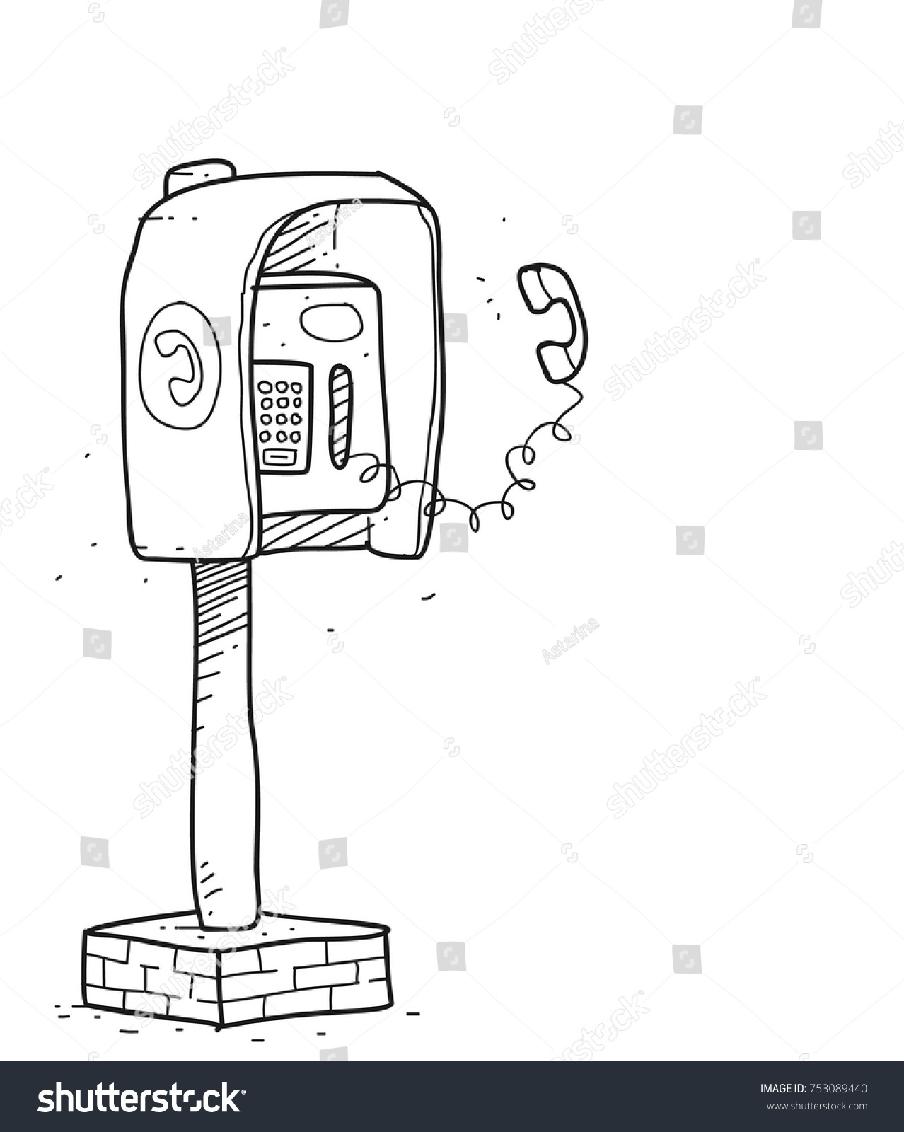 Old Telephone Box Doodle Stock Vector (Royalty Free) 753089440