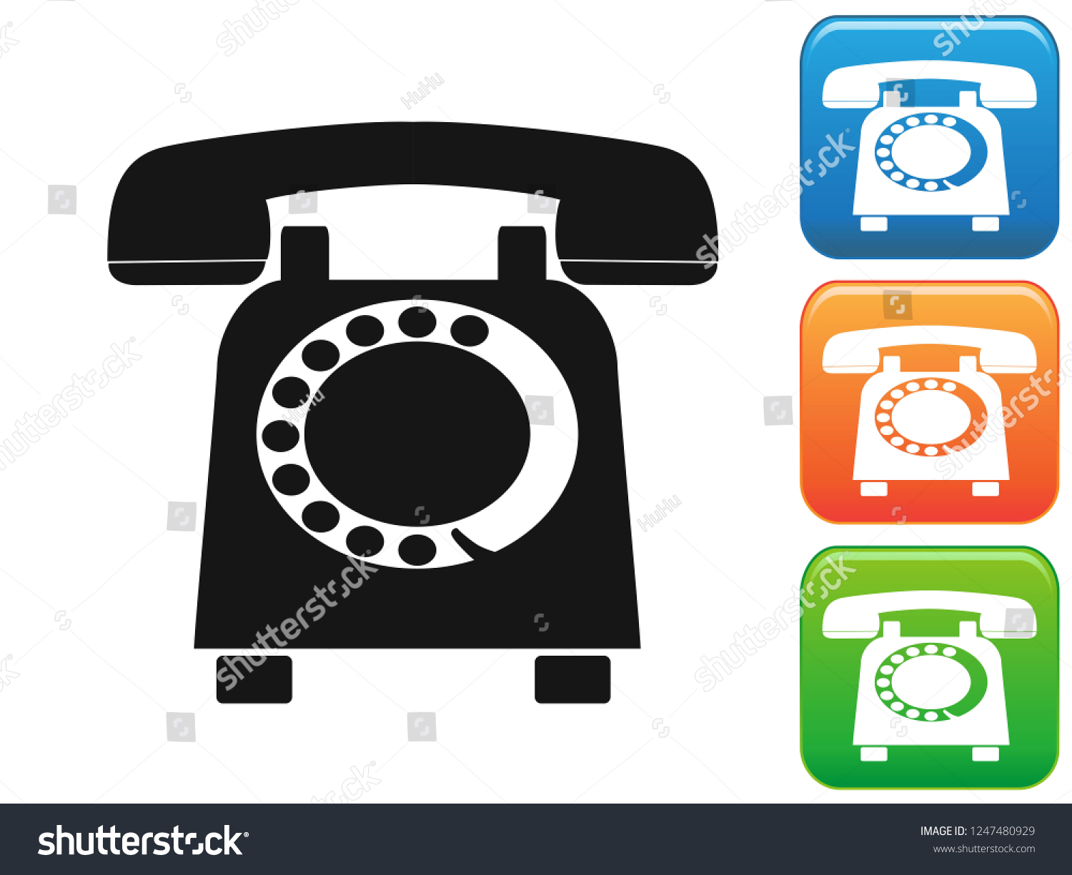 Old Telephone Button Icons Set Stock Vector (Royalty Free) 1247480929 ...
