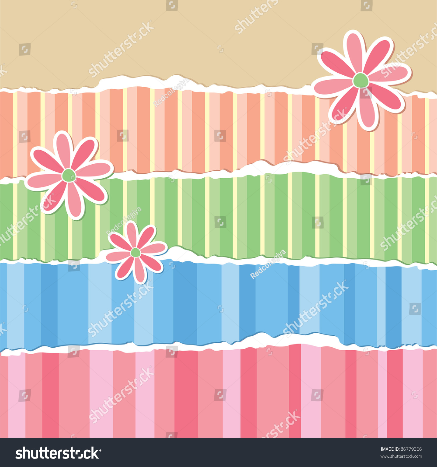 Old Torn Wallpaper Paper Flowers Scrapbook Stock Vector (Royalty Free ...