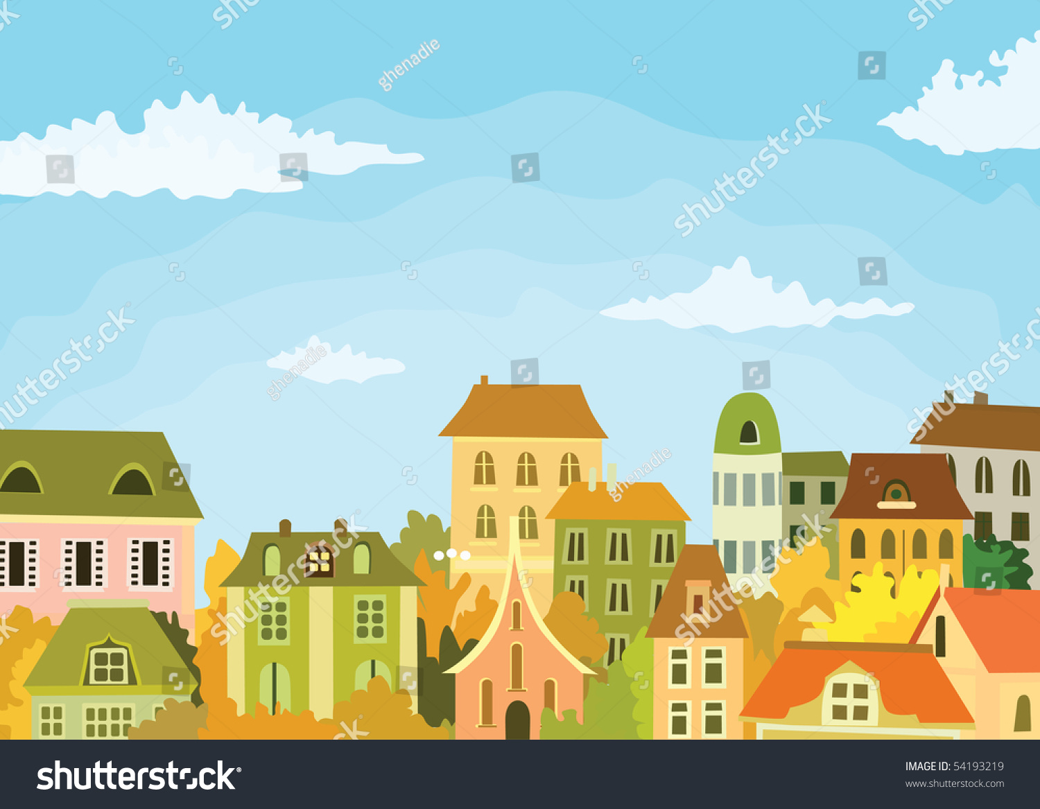 Old Town Illustration Stock Vector (Royalty Free) 54193219 | Shutterstock
