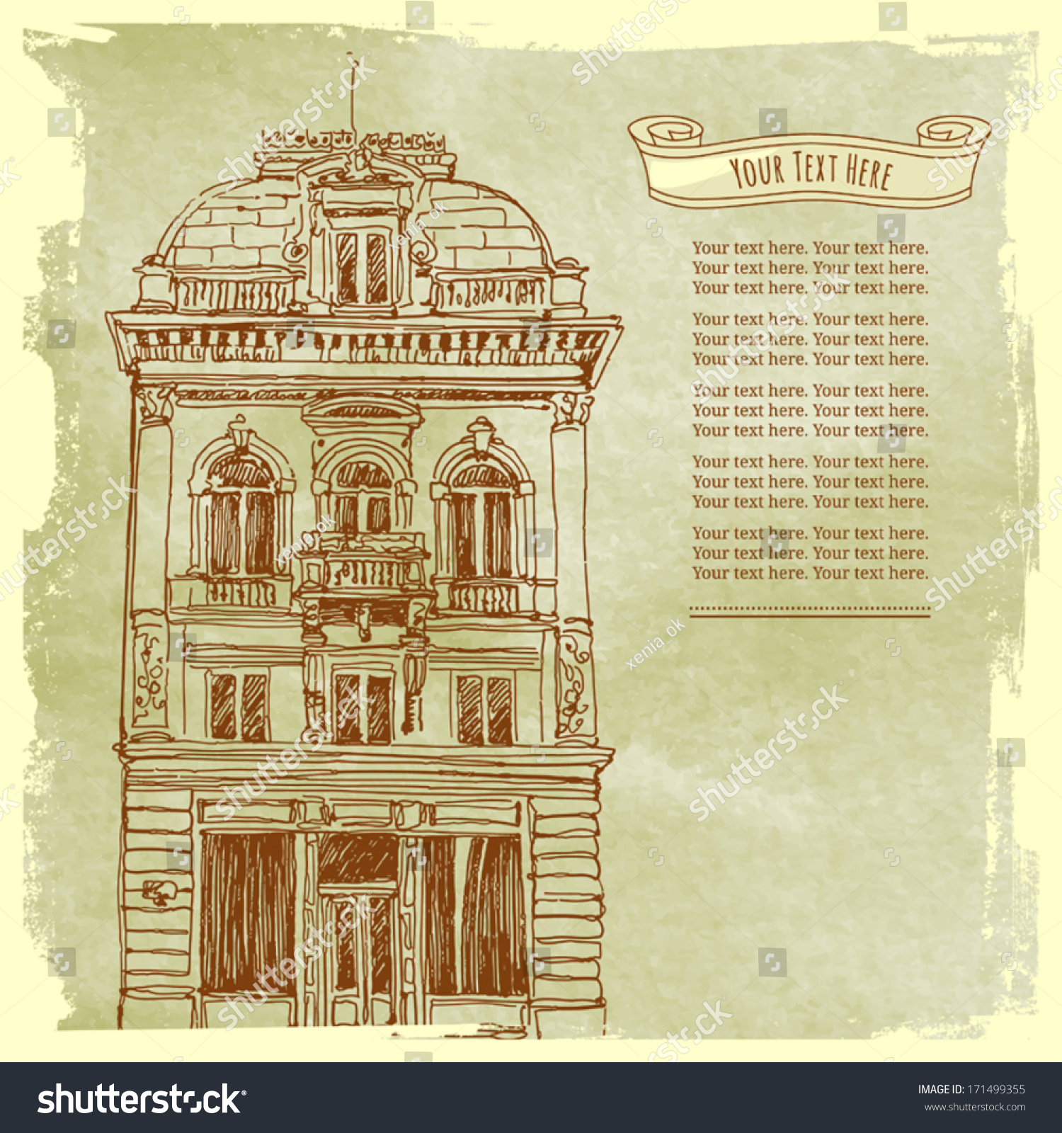 Old Town Template Cards Stock Vector (Royalty Free) 171499355 ...