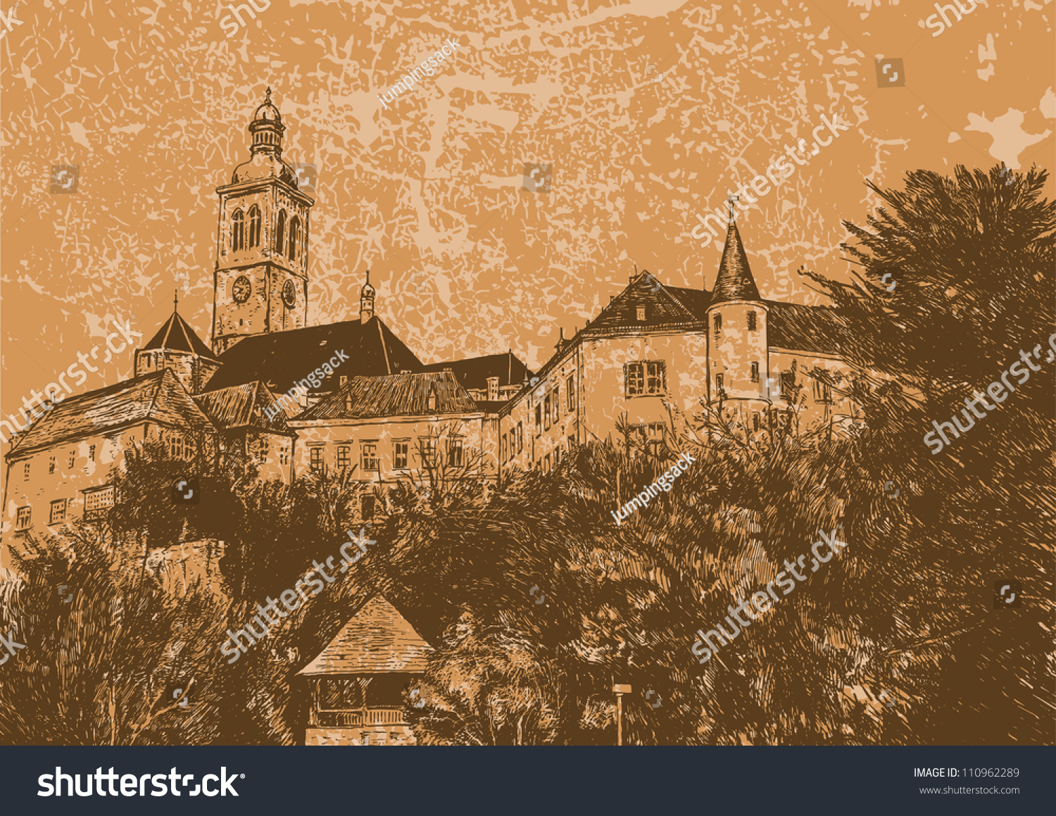 Old Town Vector Illustration Stock Vector (Royalty Free) 110962289 ...