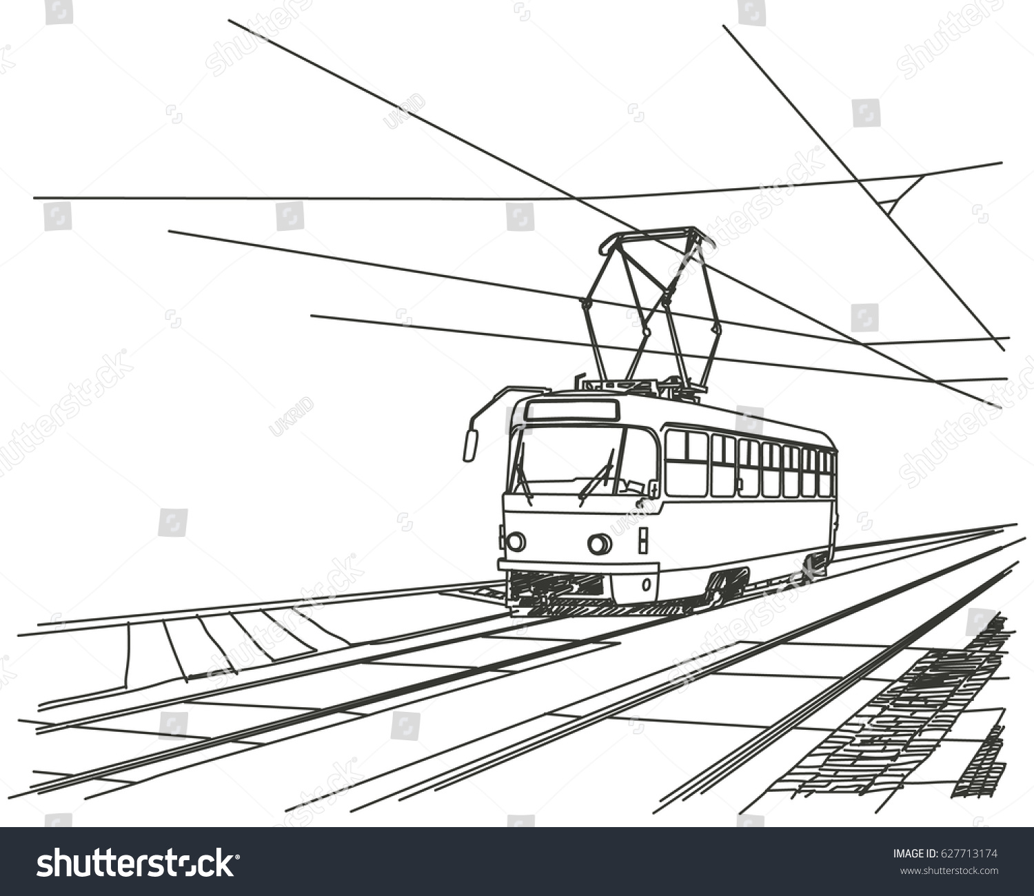 Old Tram Hand Drawn Vector: เวกเตอร์สต็อก (ปลอดค่าลิขสิทธิ์) 627713174 ...
