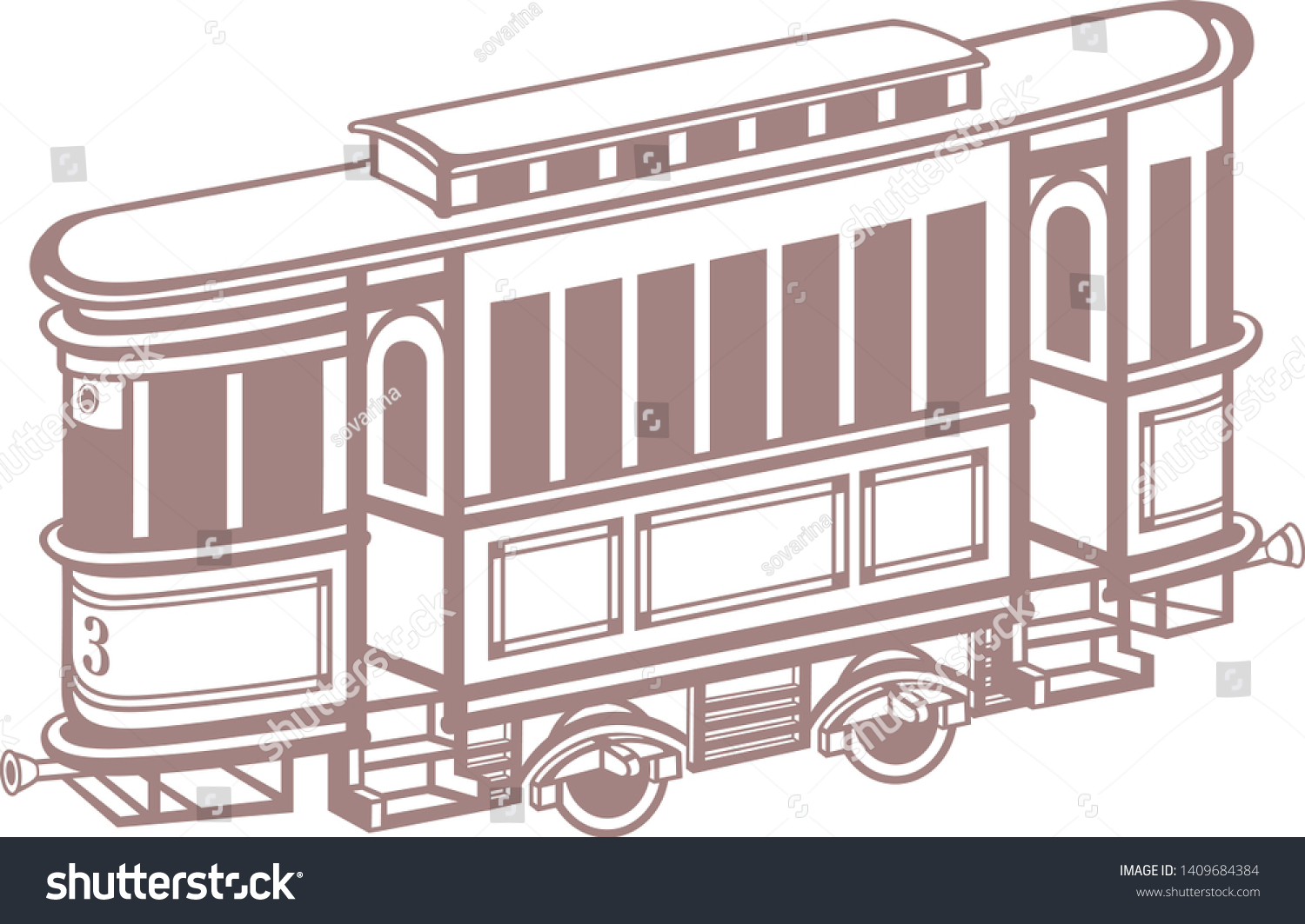 Old Tram Outline Drawing Vector Graphics Stock Vector (Royalty Free ...