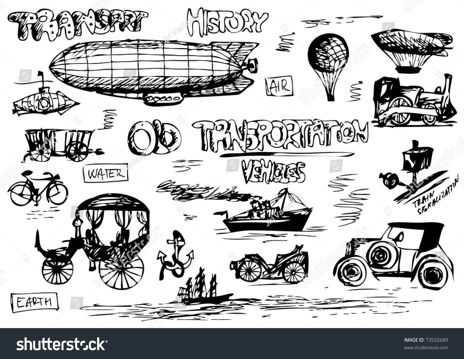Old Transportation Icons: vector de stock (libre de regalías) 73532689