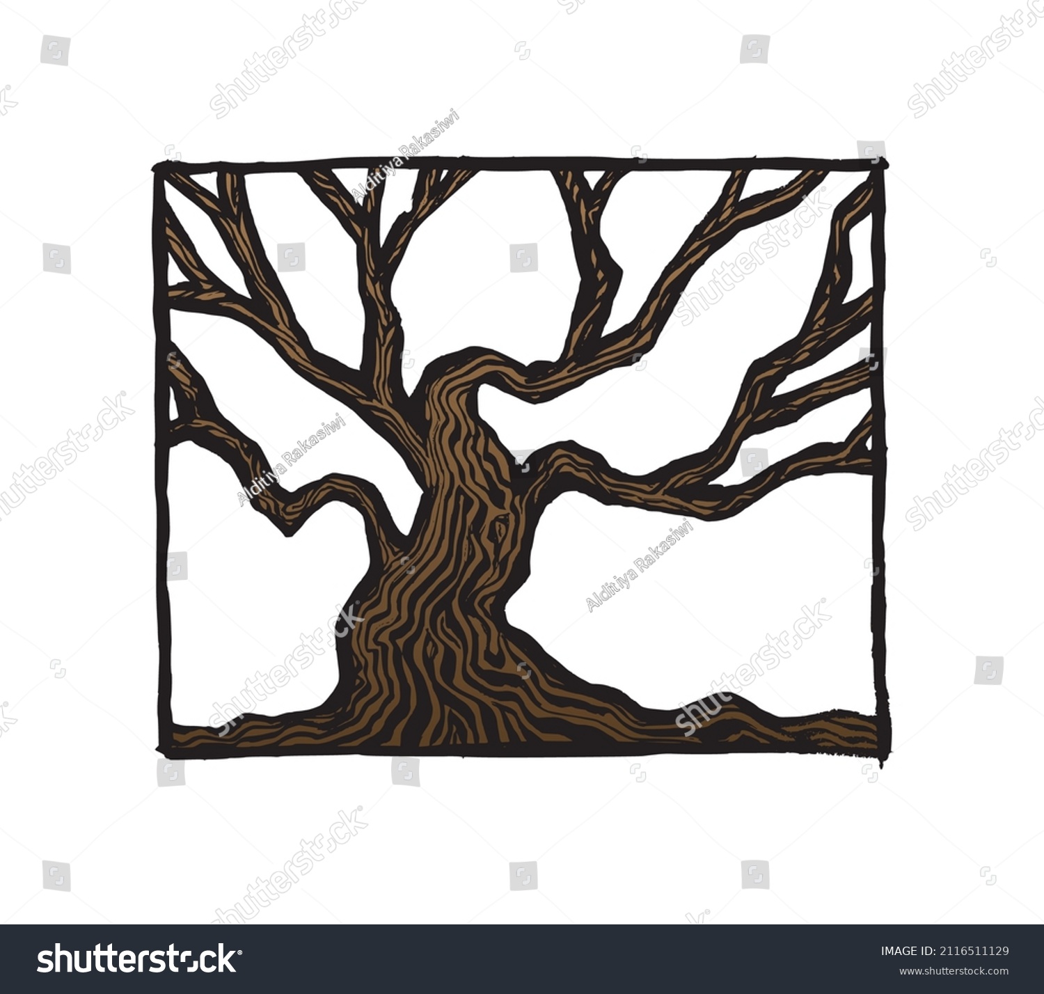 Old Tree Illustration Hand Drawn Isolated Stock Vector (Royalty Free ...