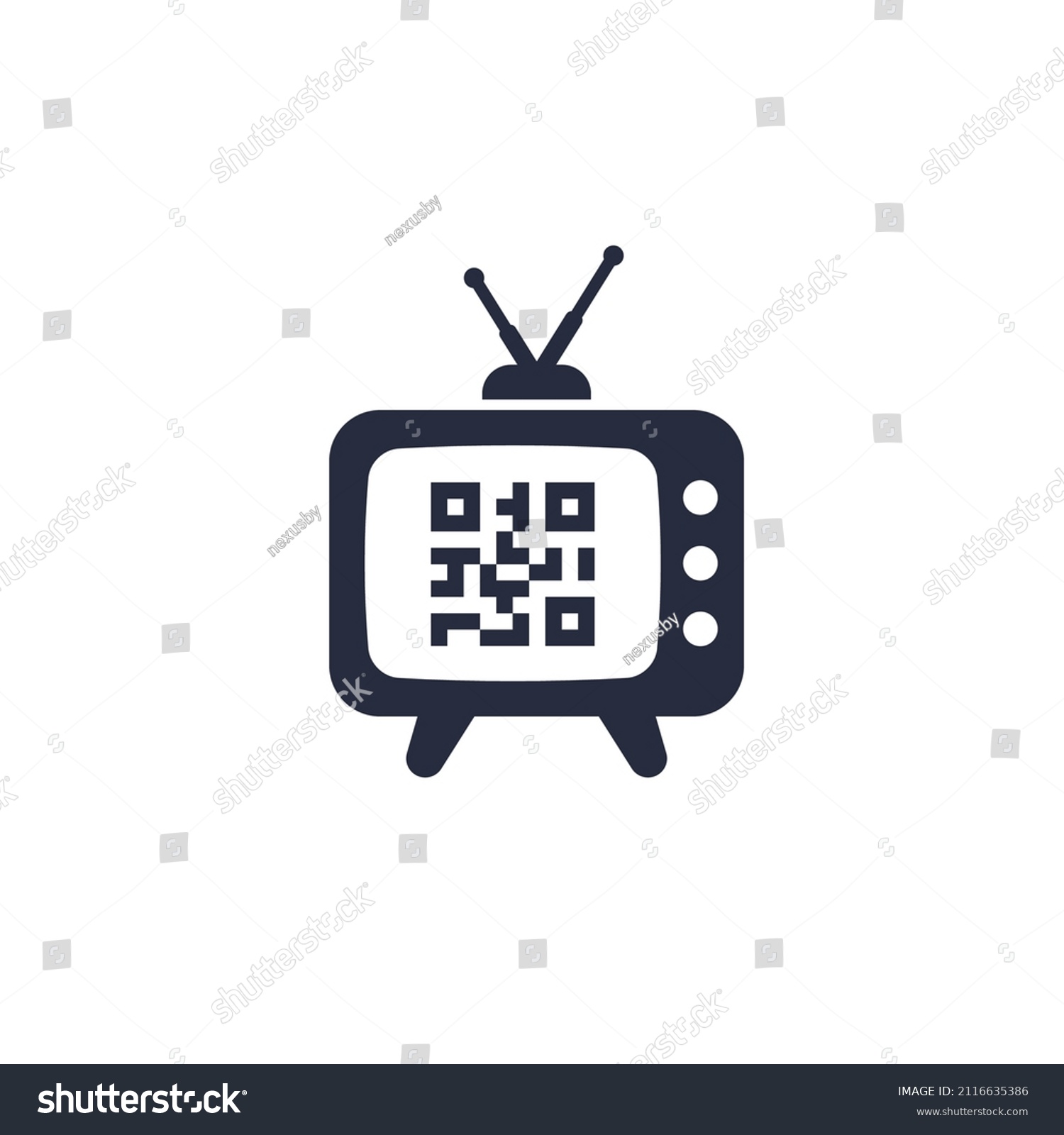 Old Tv Qr Code Icon Stock Vector (Royalty Free) 2116635386
