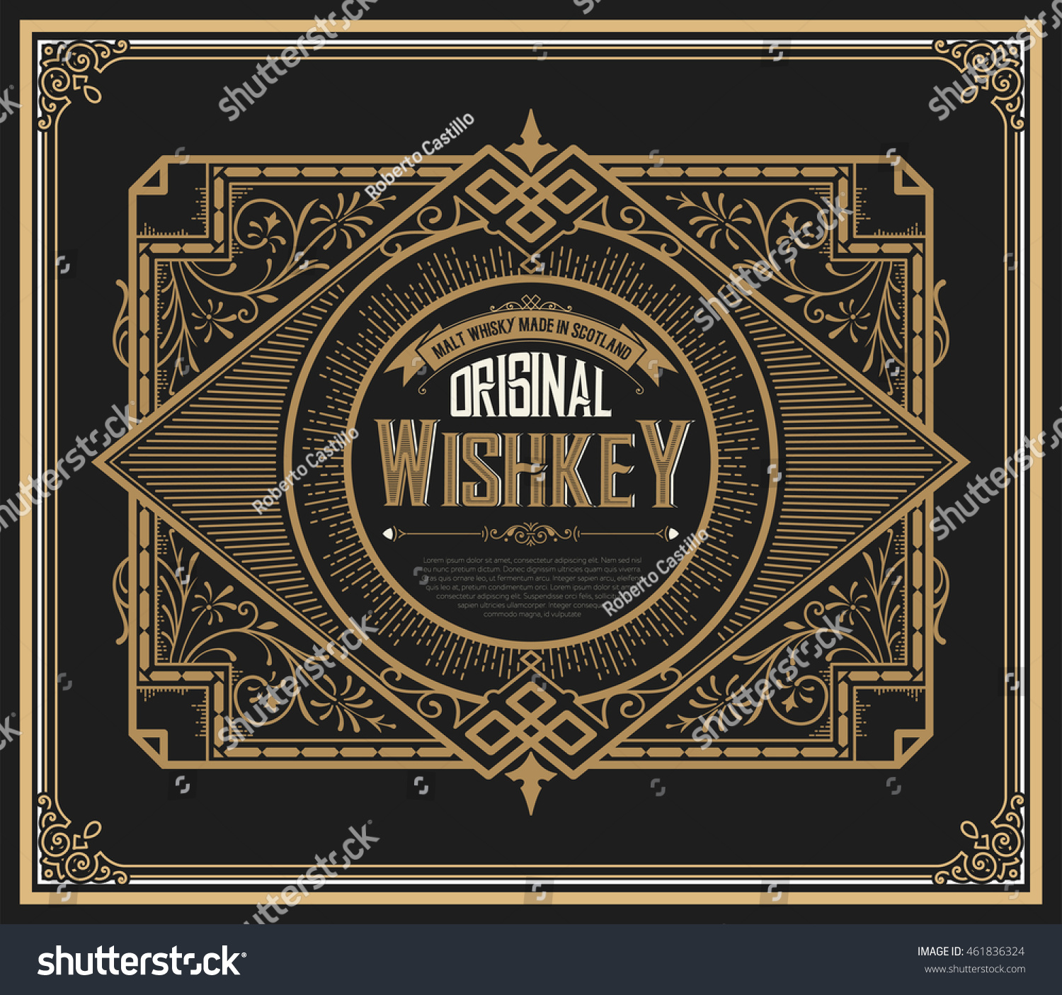 Old Whiskey Label Vintage Frames Stock Vector (Royalty Free) 461836324