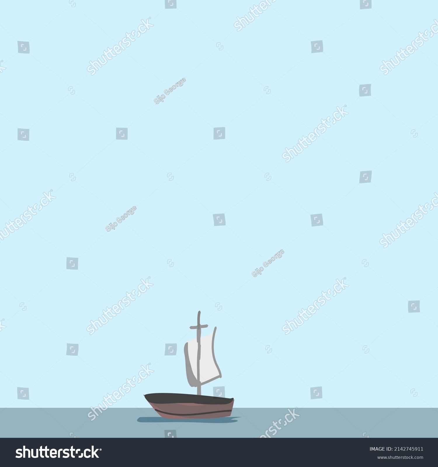 Old Wind Powered Boat Vector Illustration Stock Vector (Royalty Free ...