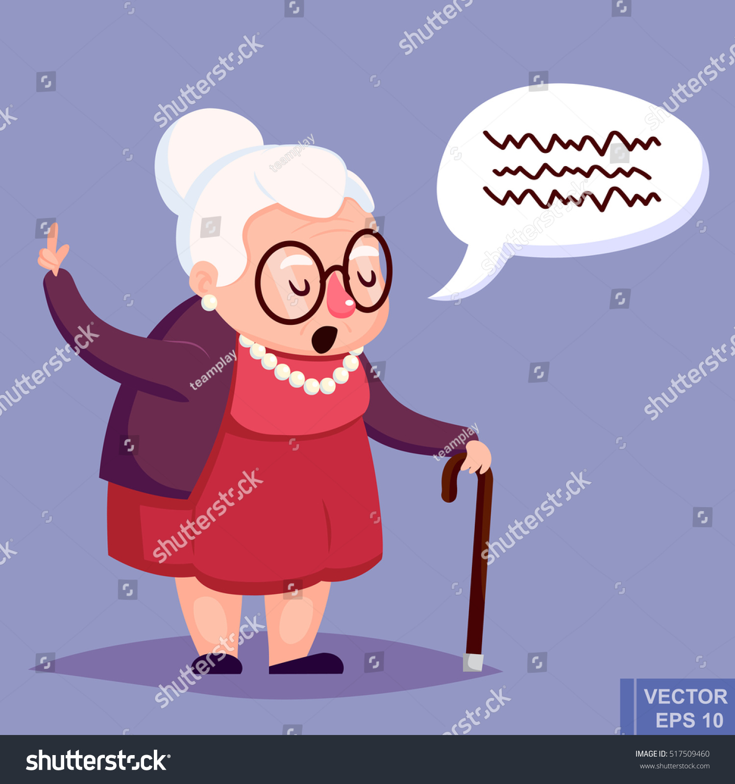 Old Woman Cane Senior Lady Glasses Stock Vector Royalty Free
