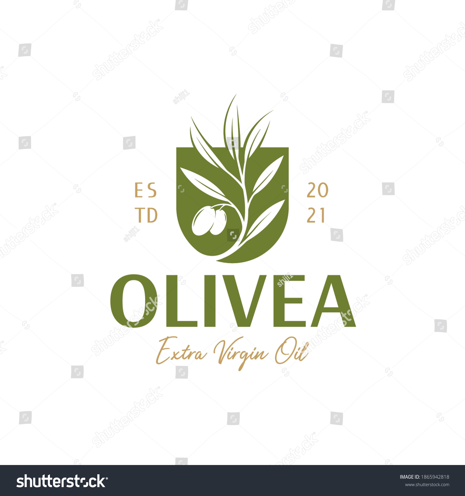 Olive Branch Shield Logo Design Stock Vector (Royalty Free) 1865942818 ...