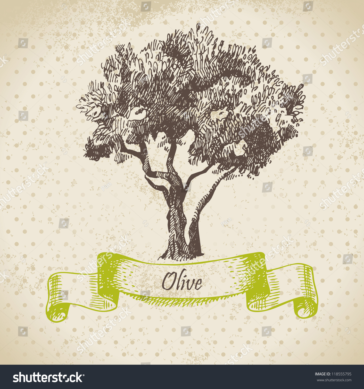 Olive Tree Hand Drawn Illustration: vetor stock (livre de direitos ...