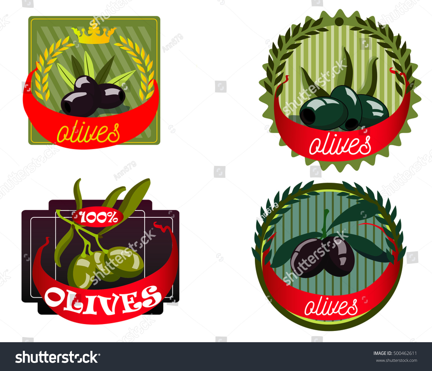 Olives Labels Design White Background: vector de stock (libre de ...