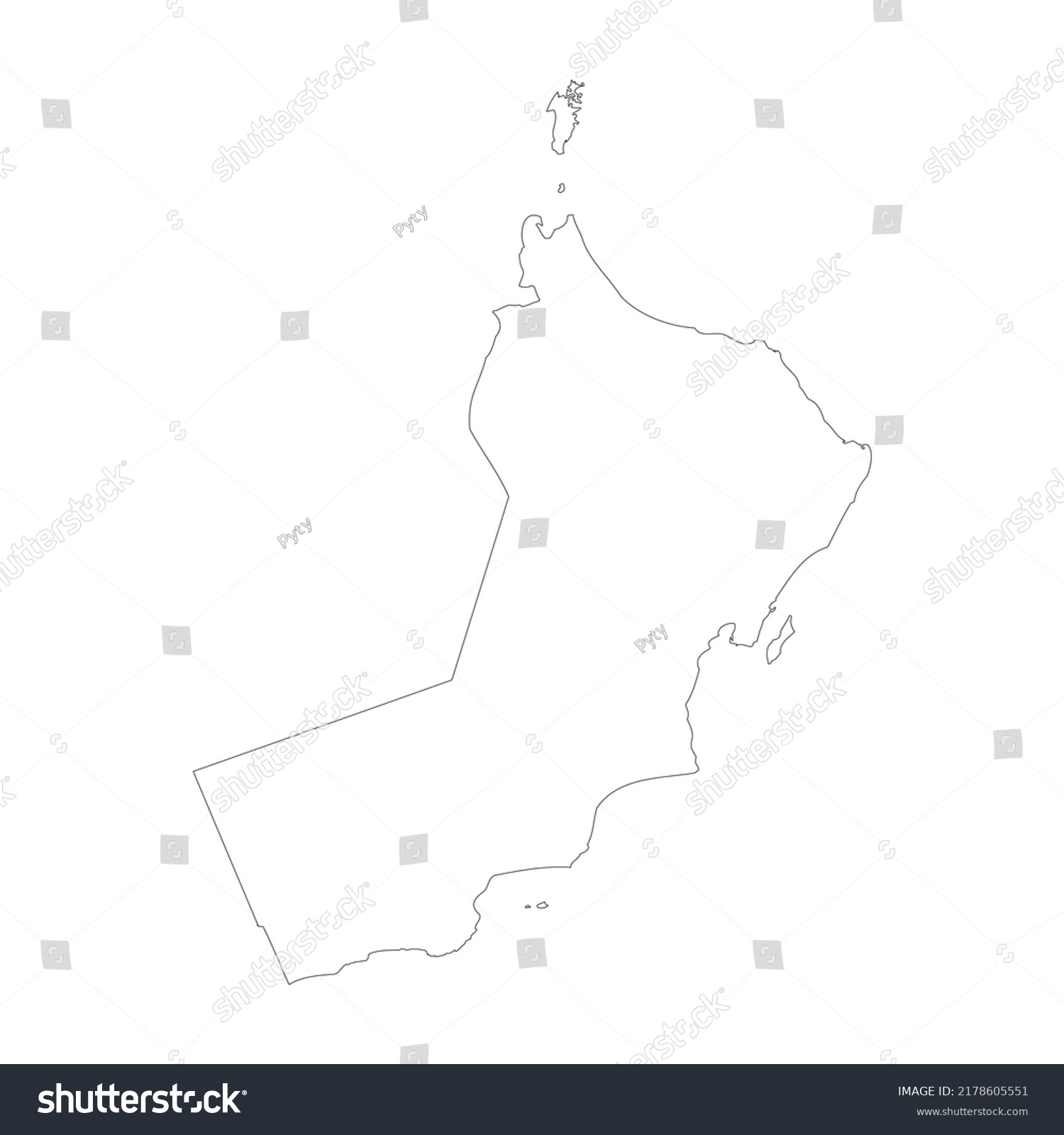 Oman Vector Country Map Outline Stock Vector (Royalty Free) 2178605551 ...