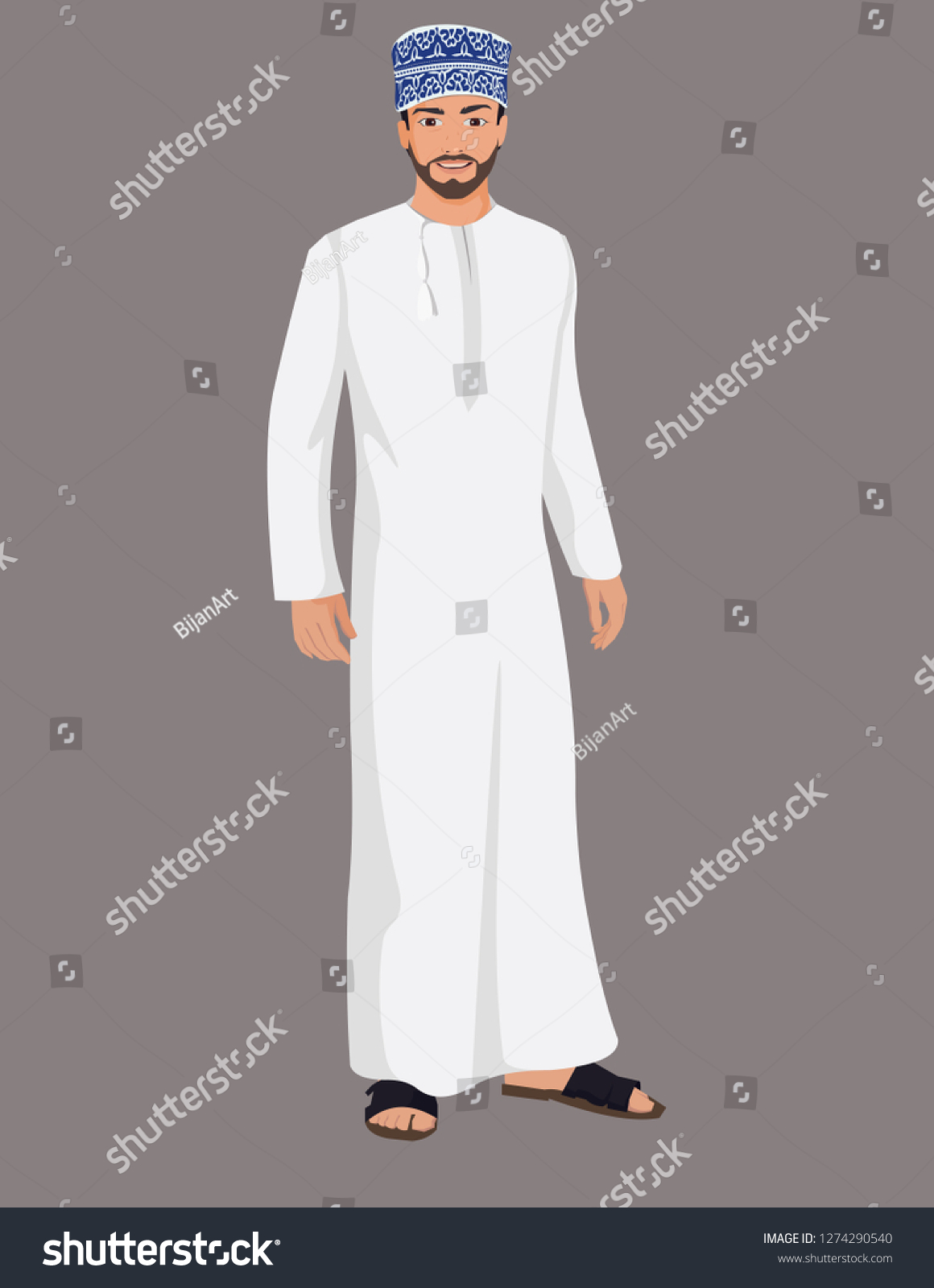 Omani Man Character Stock Vector (Royalty Free) 1274290540