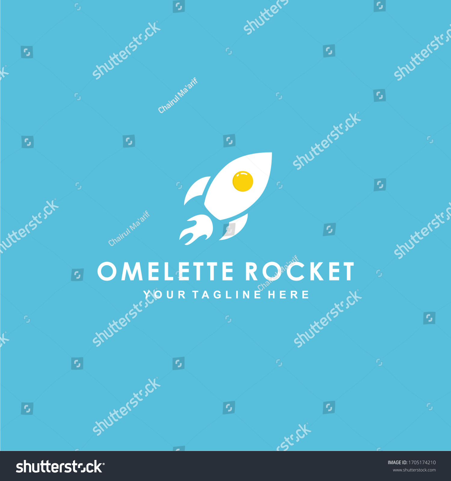 Omelette Rocket Flat Logo Design Stock Vector (Royalty Free) 1705174210 ...