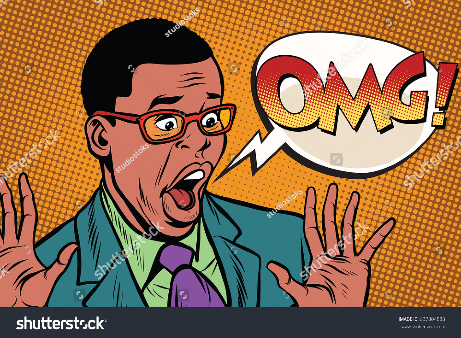 Omg Black Man Businessman Pop Art Stock Vector Royalty Free 637804888