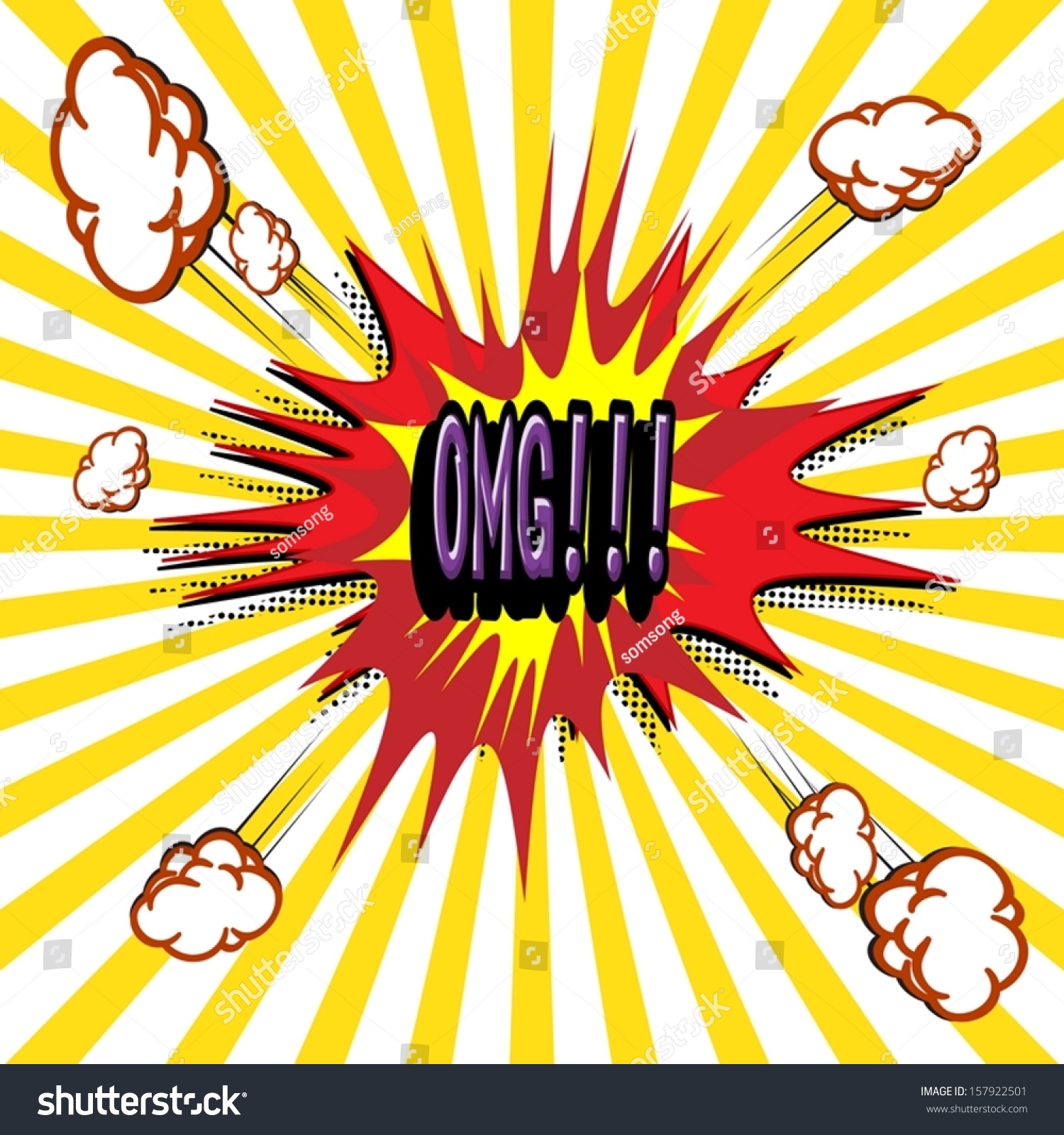 Omg Comic Book Explosion Vector Illustration: เวกเตอร์สต็อก (ปลอดค่า ...