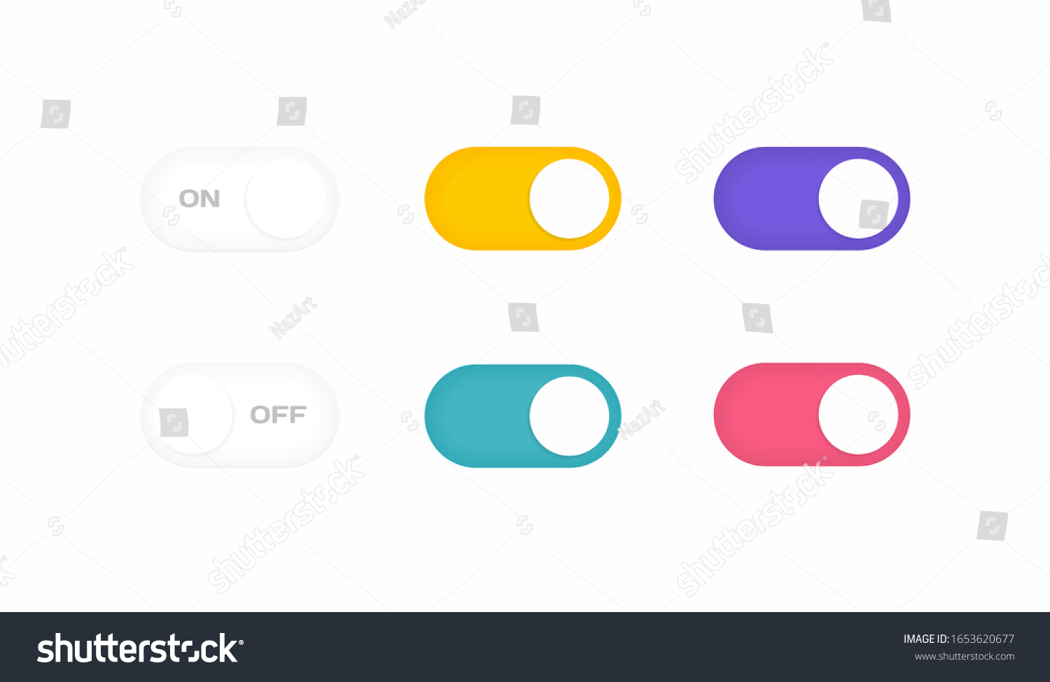 On Off Toggle Switch Buttons Modern Stock Vector (Royalty Free) 1653620677