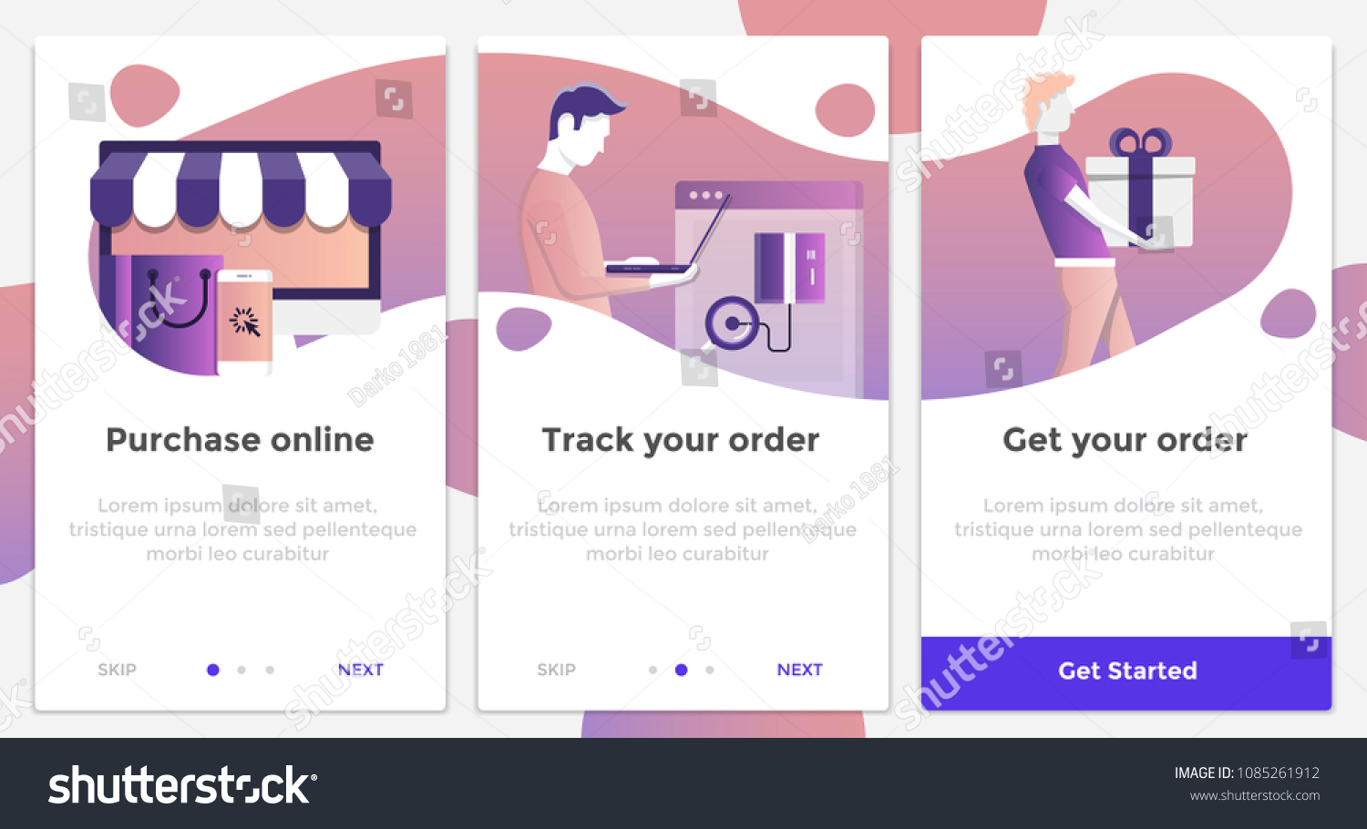 Onboarding Screens User Interface Kit Modern Stock Vector (Royalty Free ...