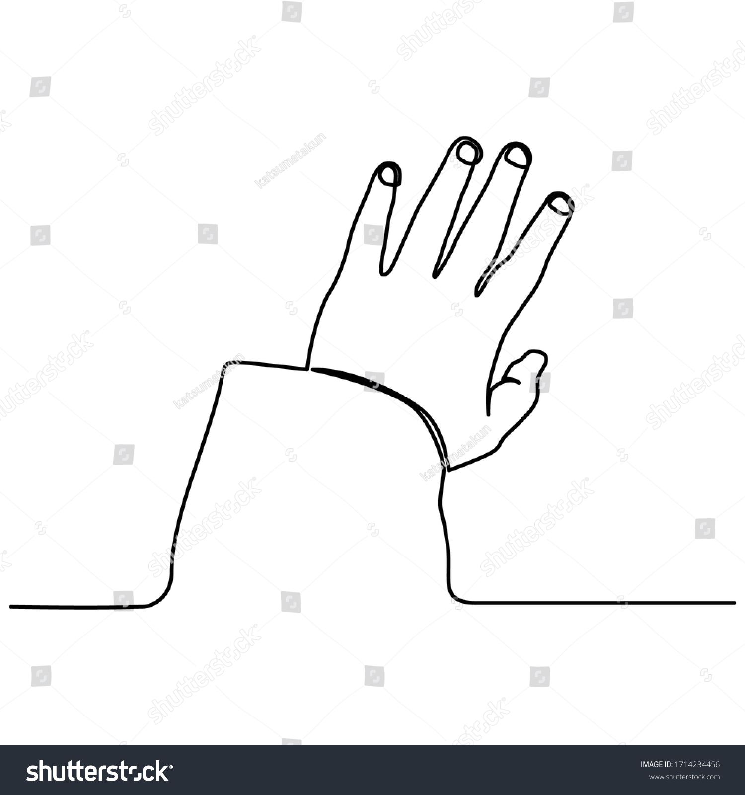 One Continuous Line Drawing Left Hand Stock Vector (Royalty Free ...
