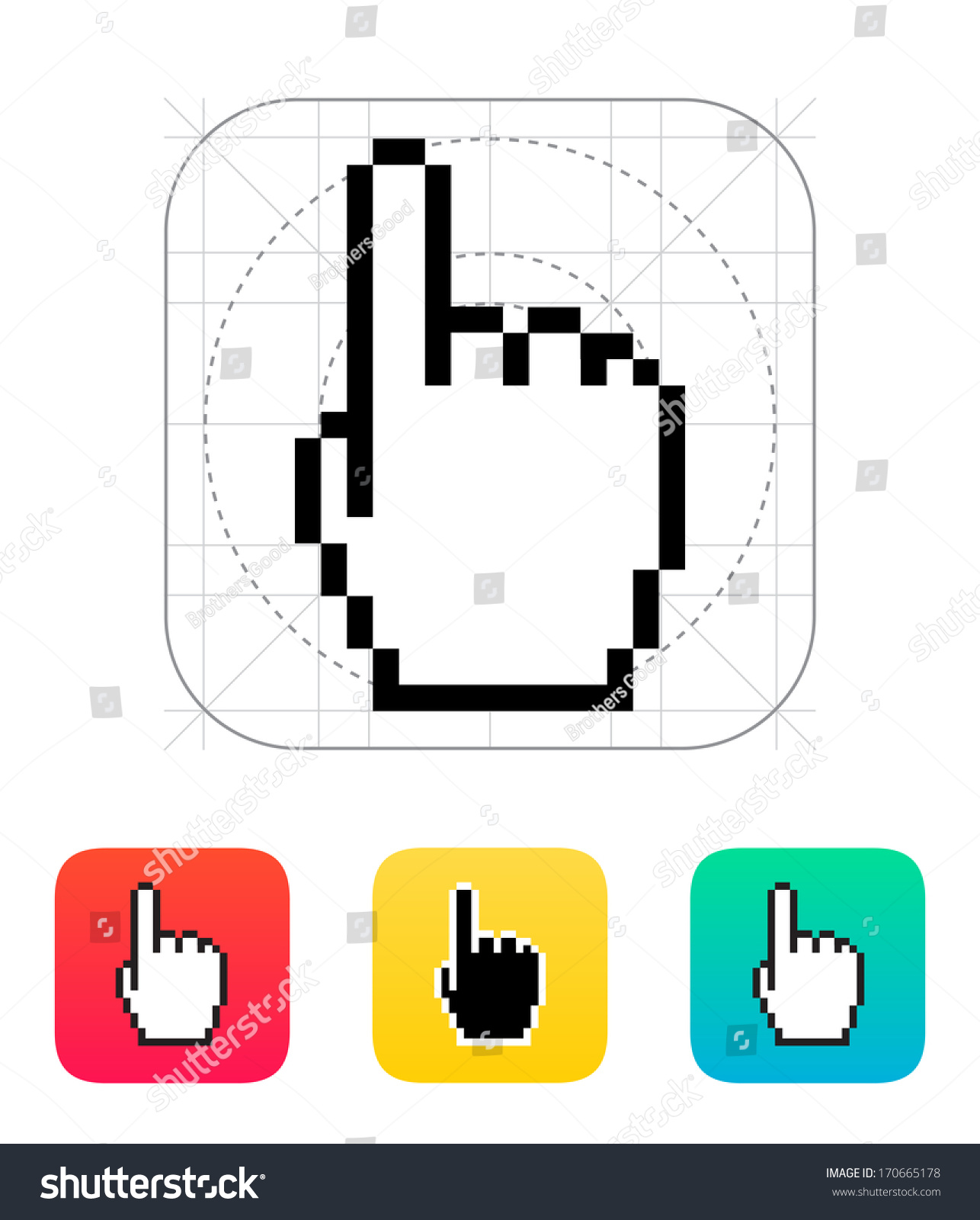 One Finger Pixel Hand Cursor Icon Stock Vector (Royalty Free) 170665178 ...