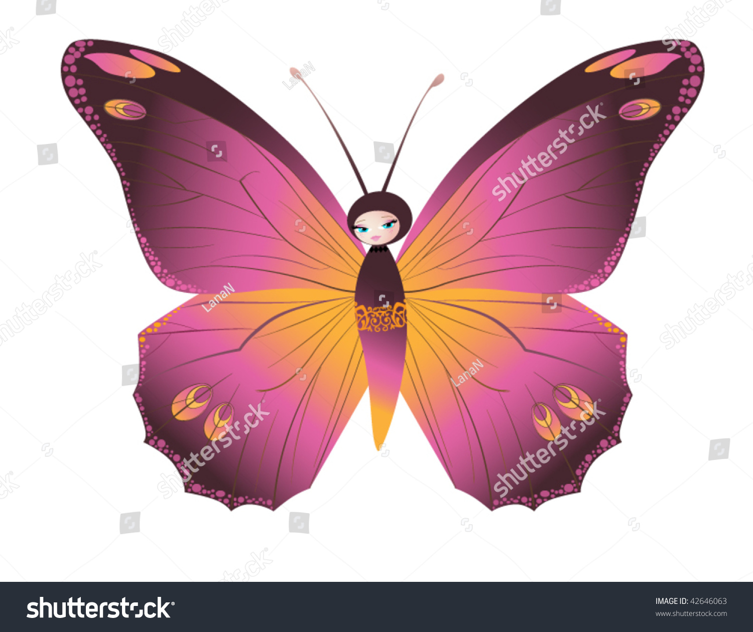 One Glorious Miss Butterfly Stock Vector (Royalty Free) 42646063 ...