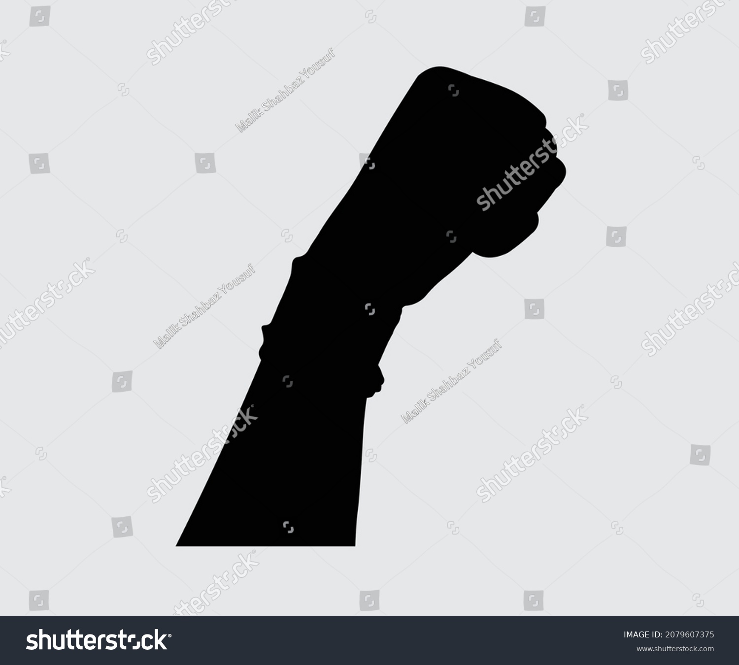 One Hand Punch Silhouette Vector Illustrator Stock Vector (Royalty Free ...