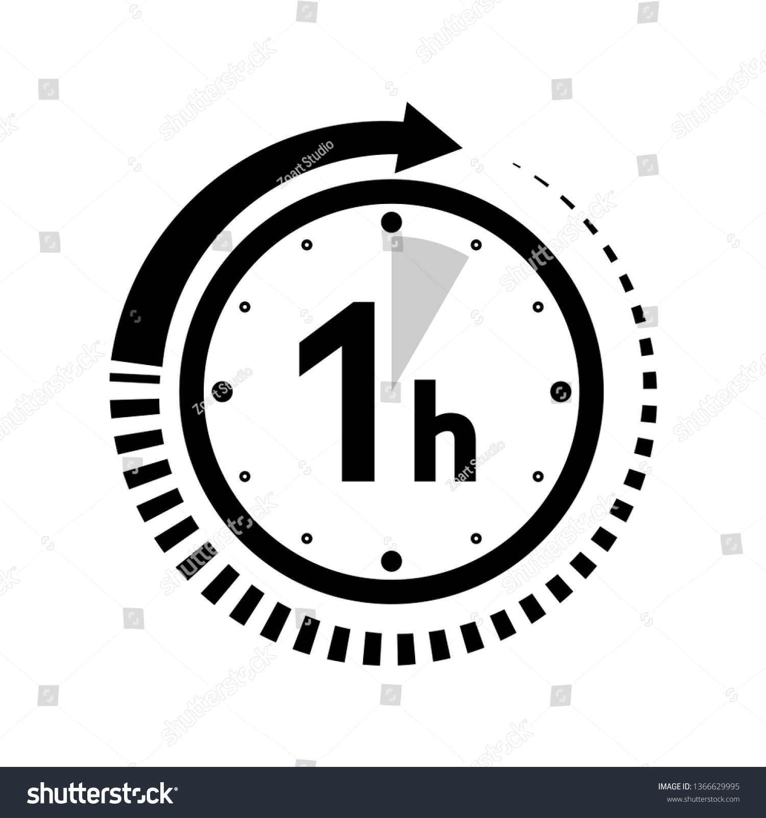 One Hour Arrow Icon Vector Stock Vector (Royalty Free) 1366629995