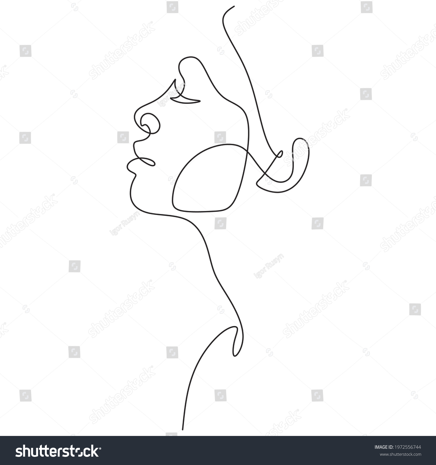 One Line Art Abstract Face Stock Vector (Royalty Free) 1972556744 ...