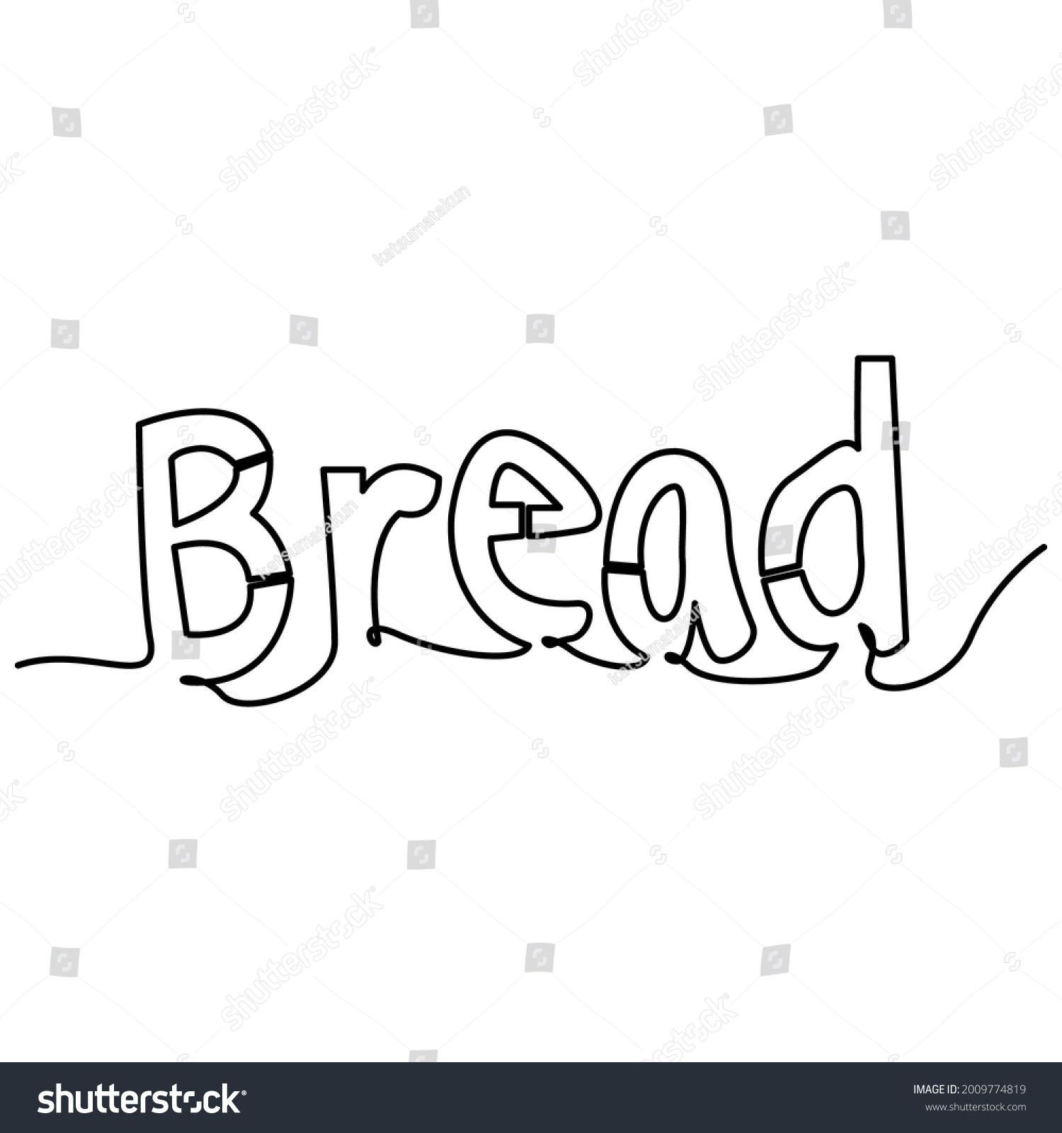 One Line Continuous Drawing Bread Letter Stock Vector (Royalty Free ...