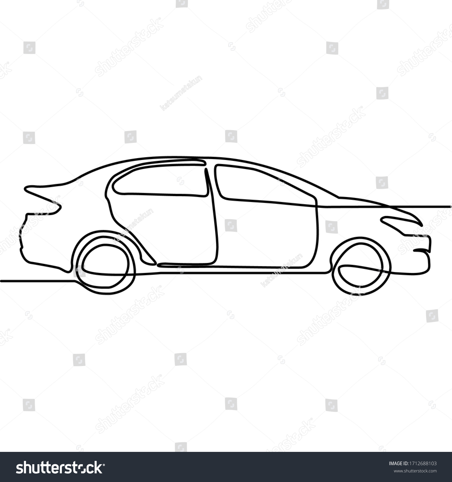 One Line Continuous Drawing Car Ciaz Stock Vector (Royalty Free) 1712688103